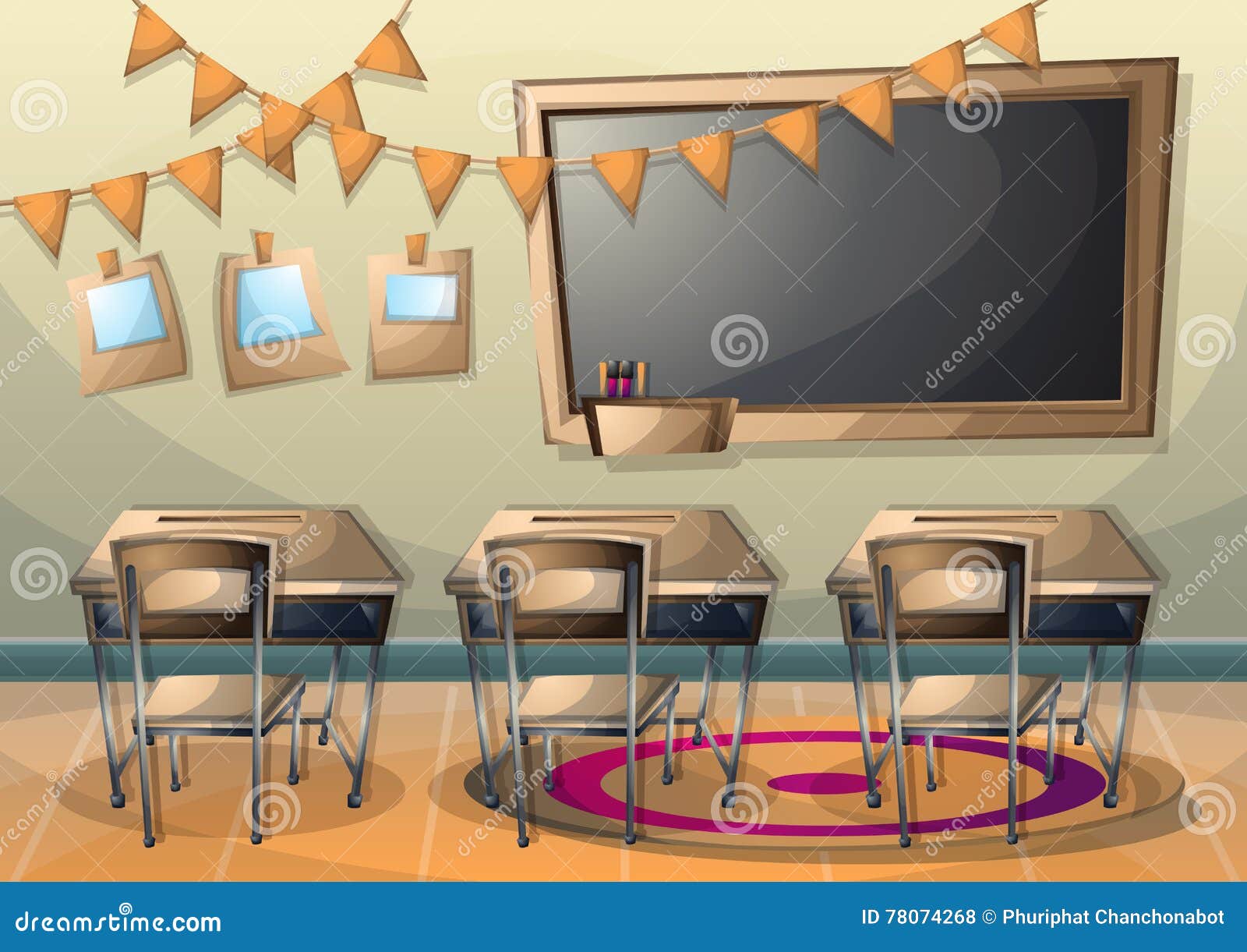 Cartoon Vector Illustration Interior Classroom with Separated Layers ...