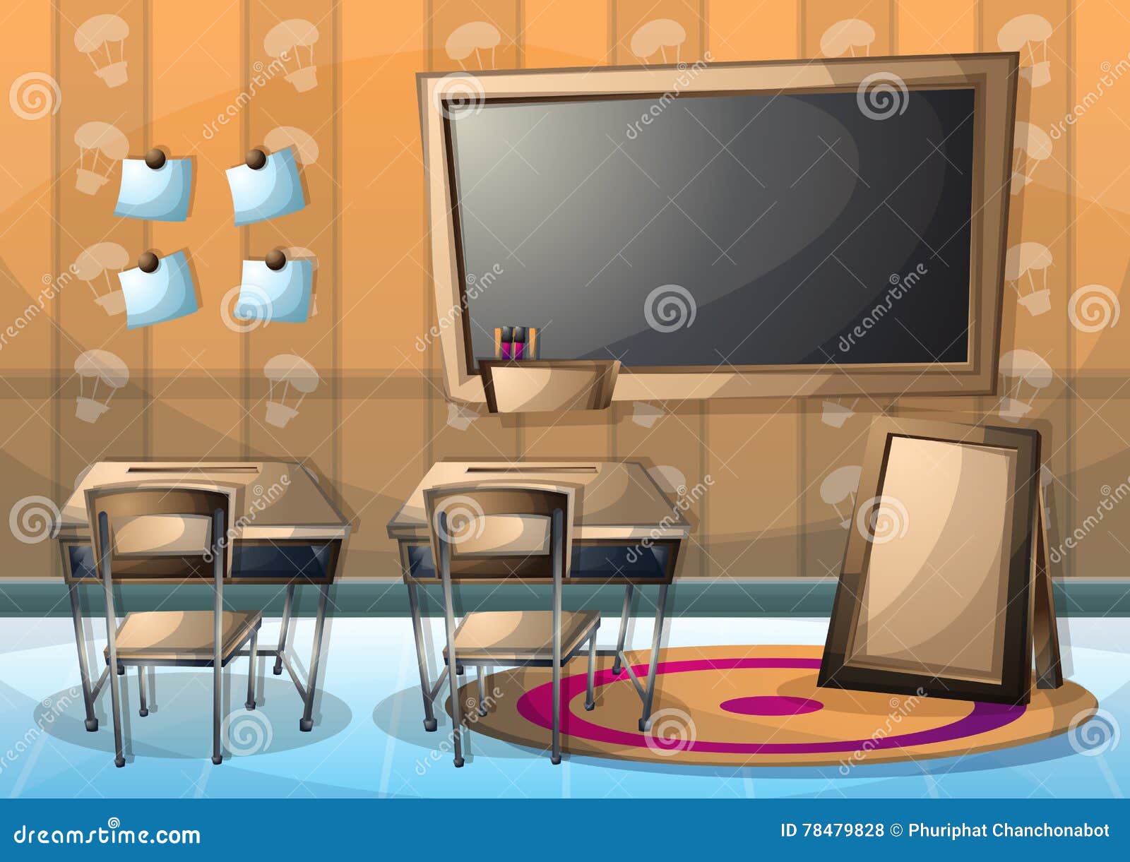 Cartoon Vector Illustration Interior Classroom with Separated Layers ...