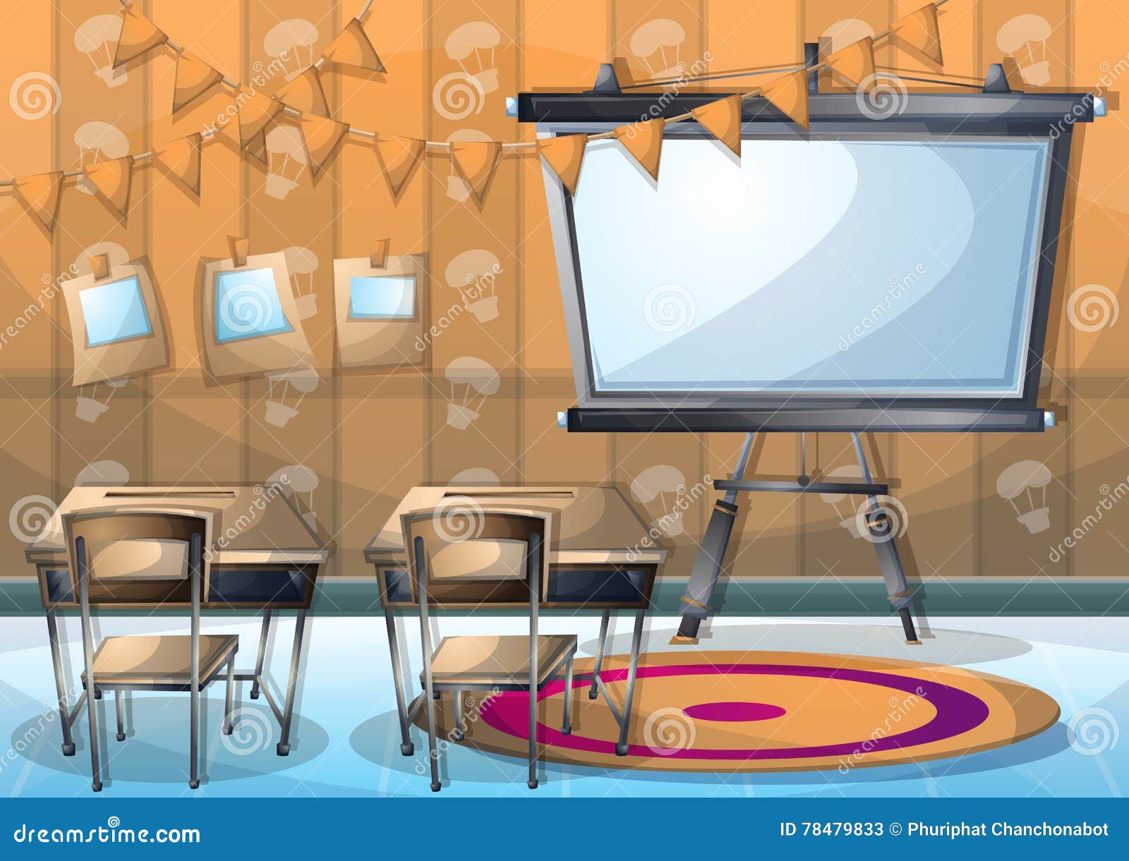 Cartoon Vector Illustration Interior Classroom with Separated Layers ...