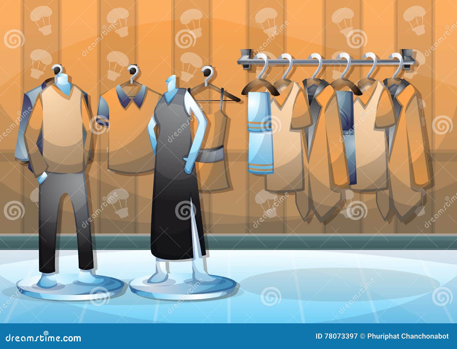 Cartoon Vector Illustration Interior Clothing Room with Separated ...
