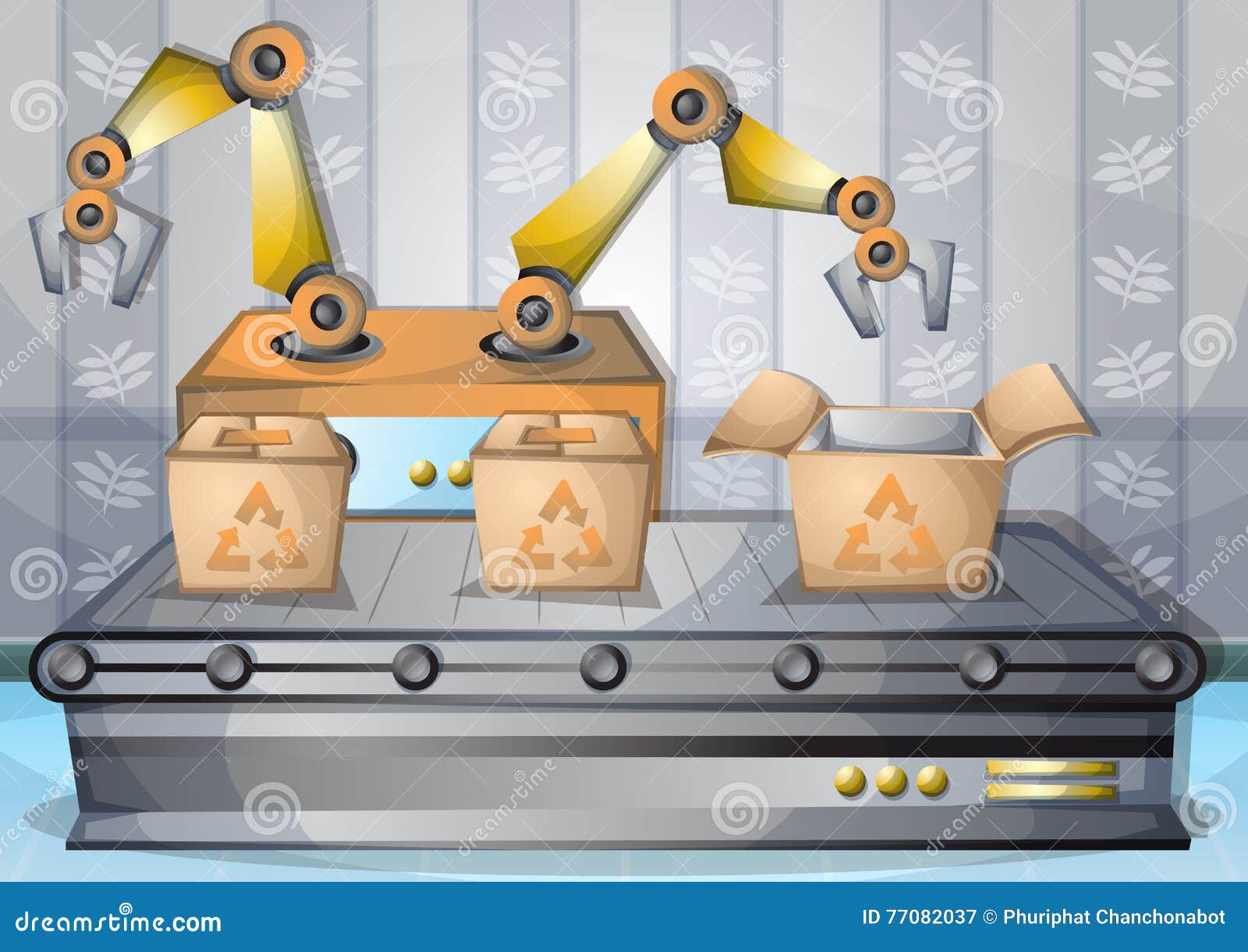 Cartoon Vector Illustration Interior Factory Room with Separated Layers ...