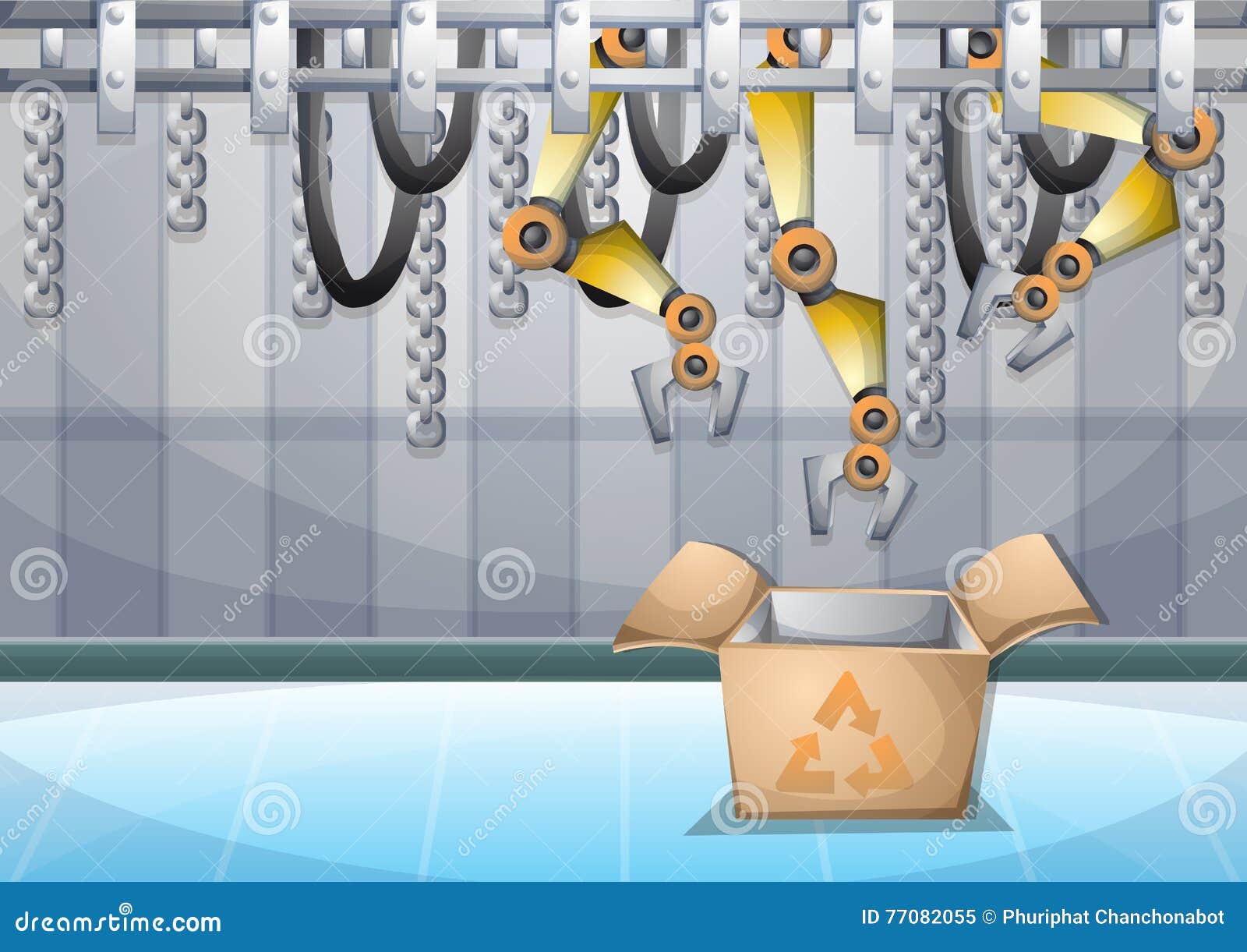 Cartoon Vector Illustration Interior Factory Room with Separated Layers ...