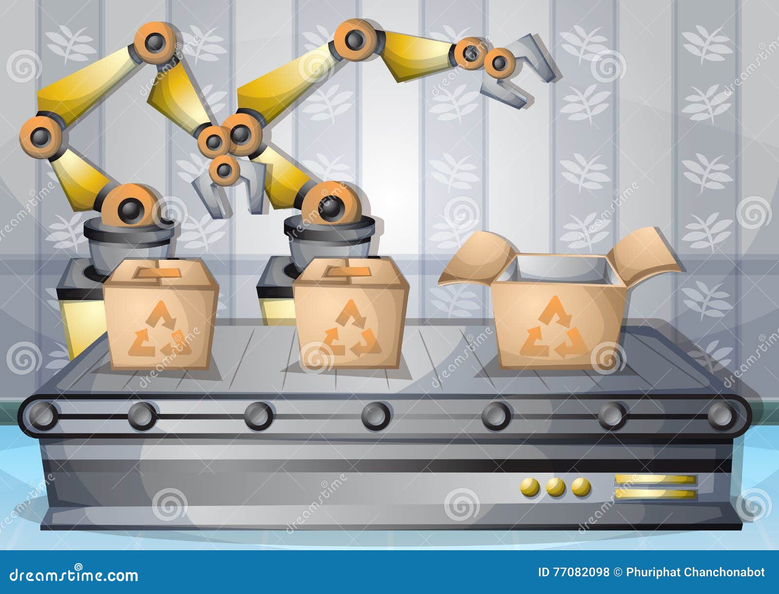 Cartoon Vector Illustration Interior Factory Room with Separated Layers ...