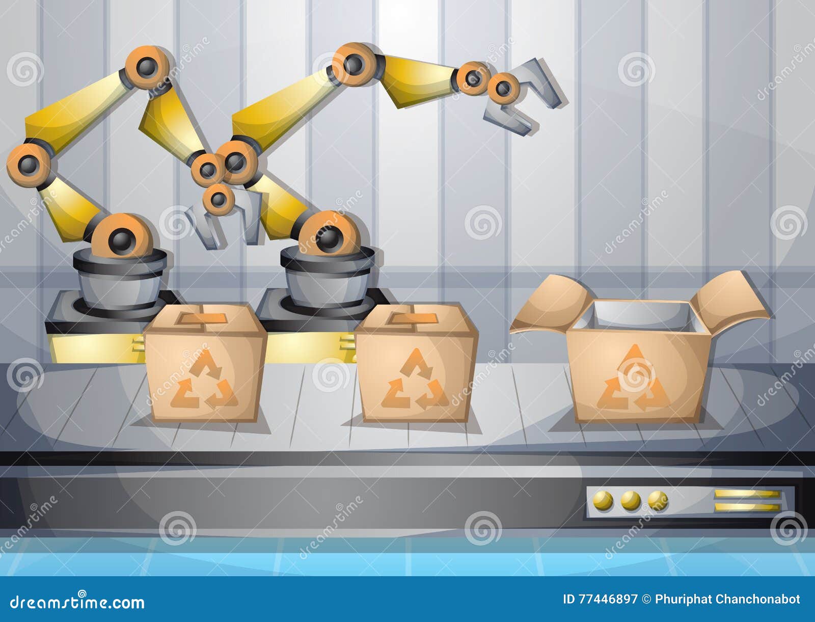 Cartoon Vector Illustration Interior Factory Room with Separated Layers ...