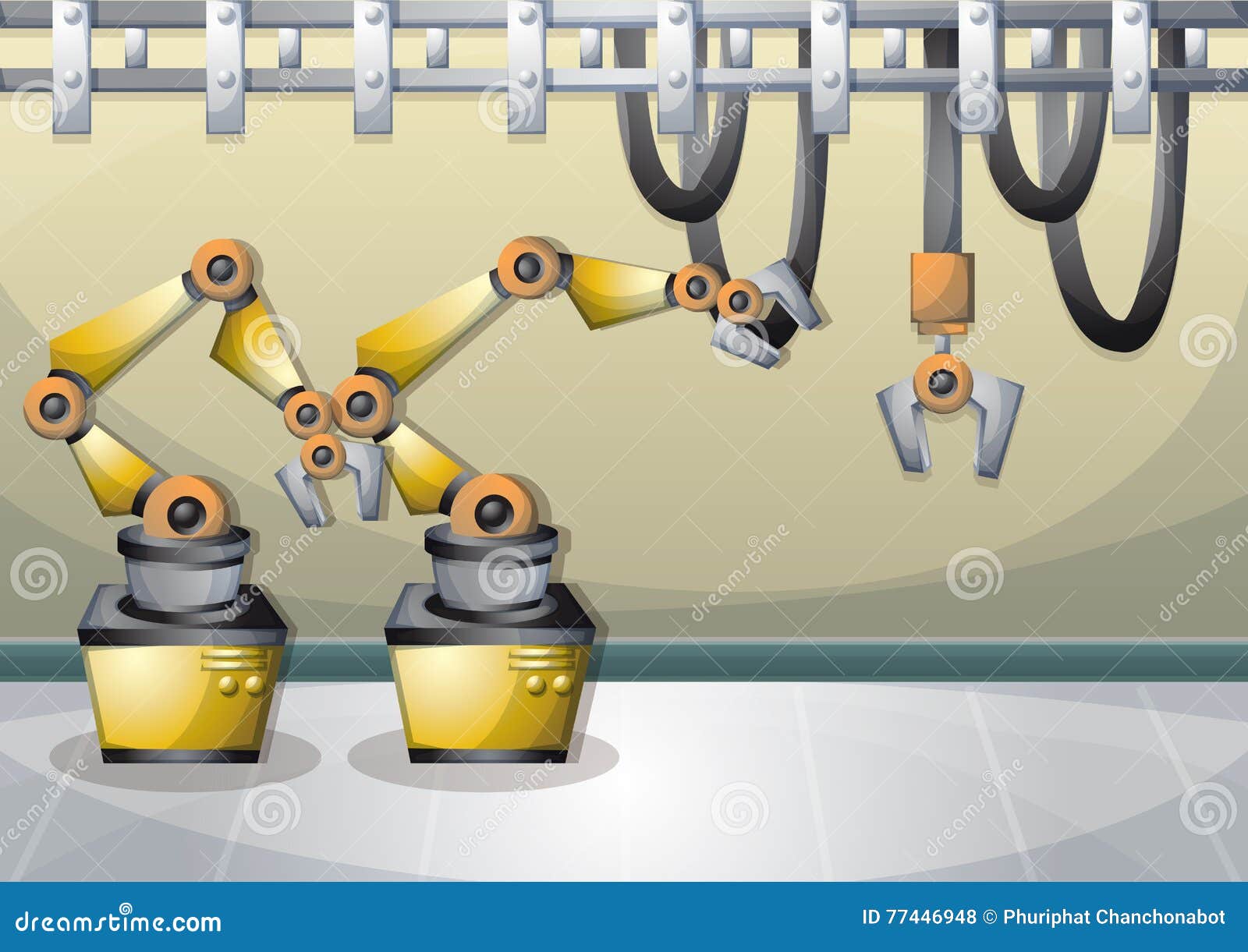 Cartoon Vector Illustration Interior Factory Room with Separated Layers ...