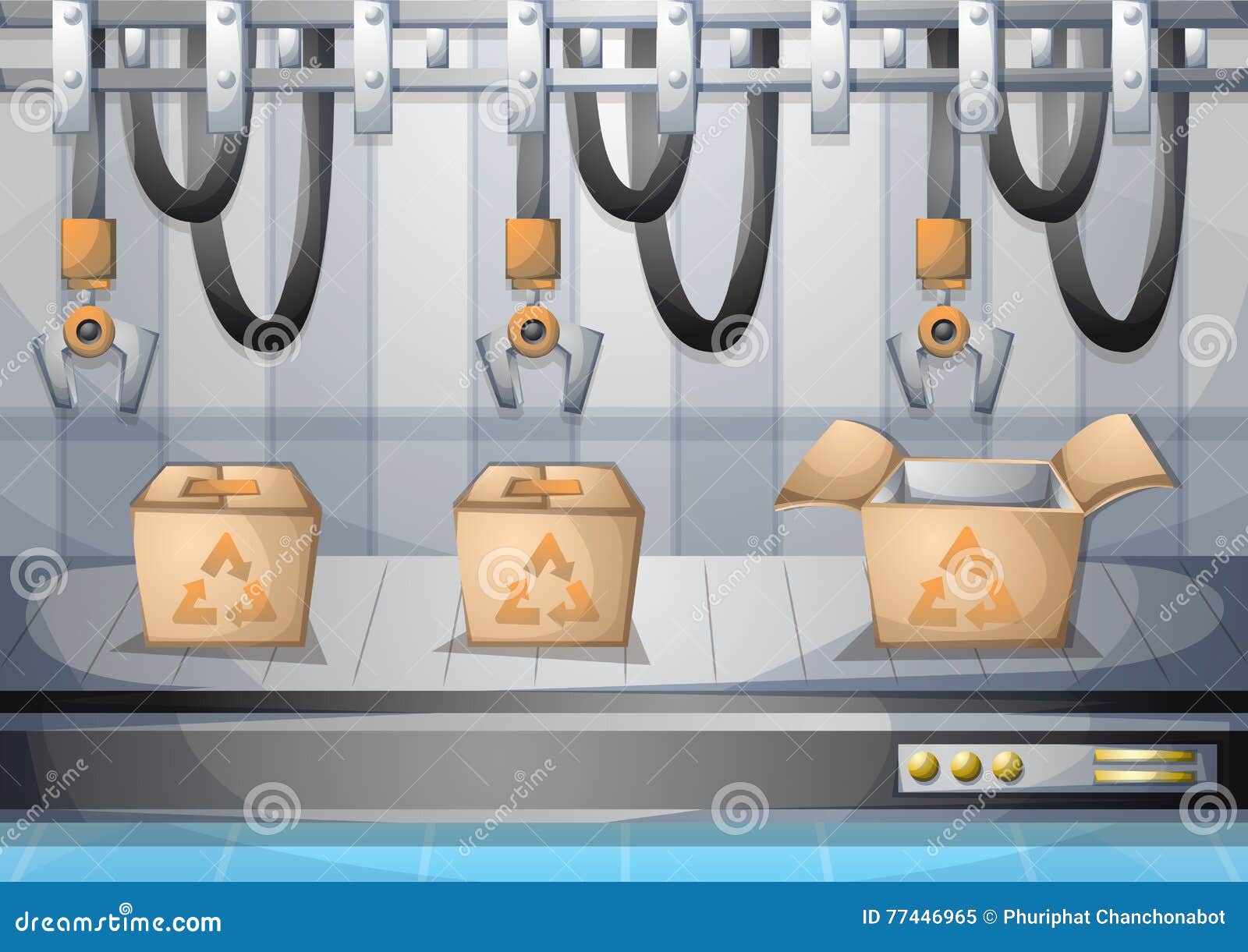 Cartoon Vector Illustration Interior Factory Room with Separated Layers ...