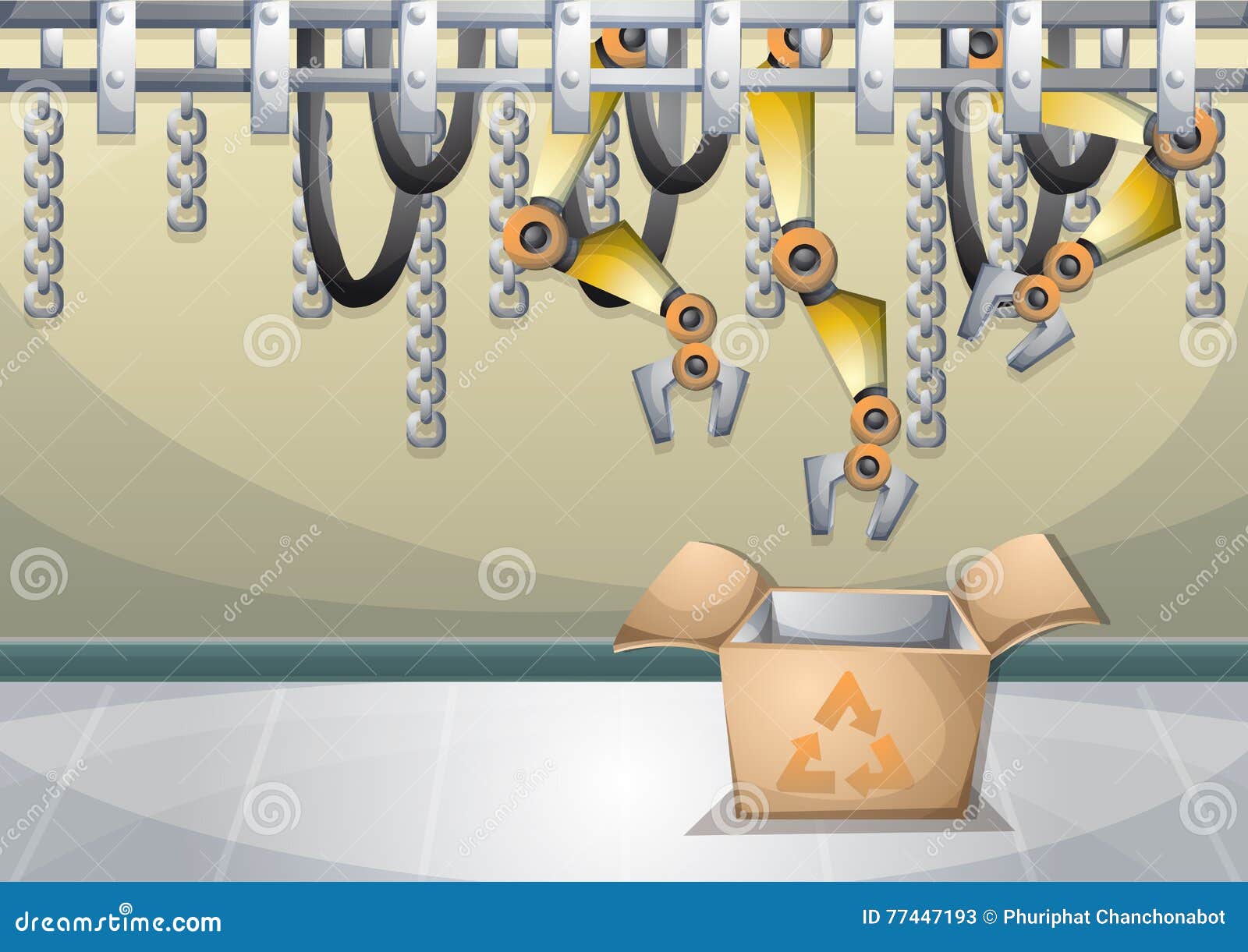 Cartoon Vector Illustration Interior Factory Room with Separated Layers ...