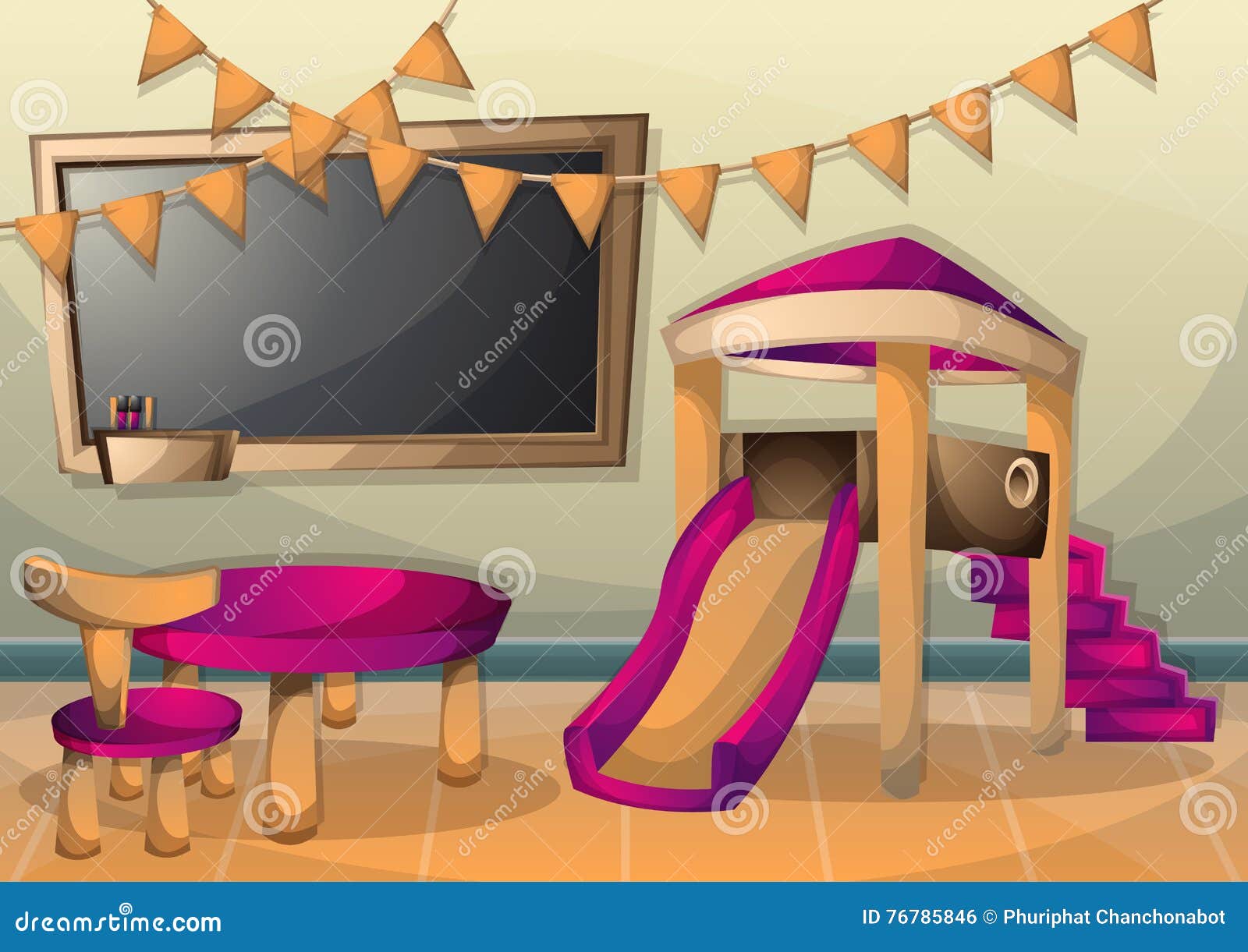 Cartoon Vector Illustration Interior Kid Room with Separated Layers ...