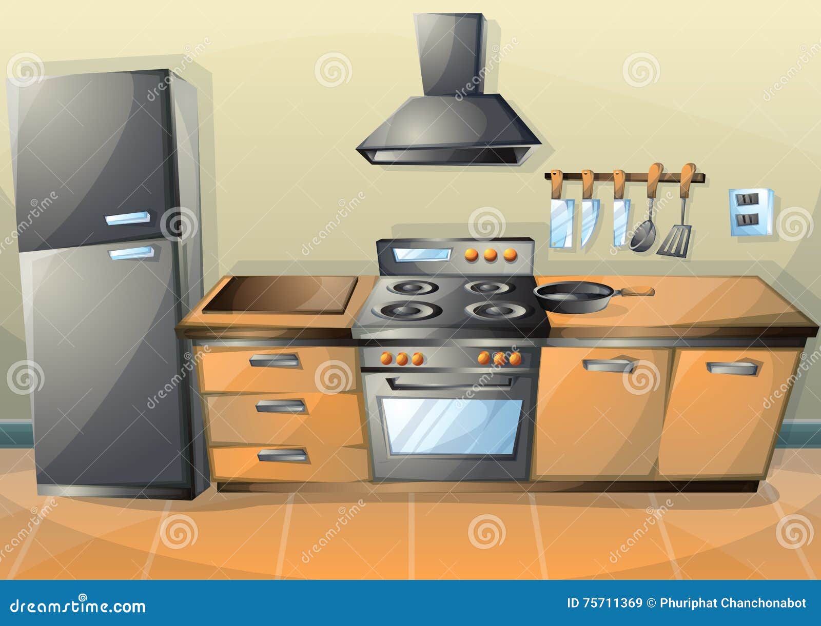 Cartoon Vector Illustration Interior Kitchen Stock Vector ...