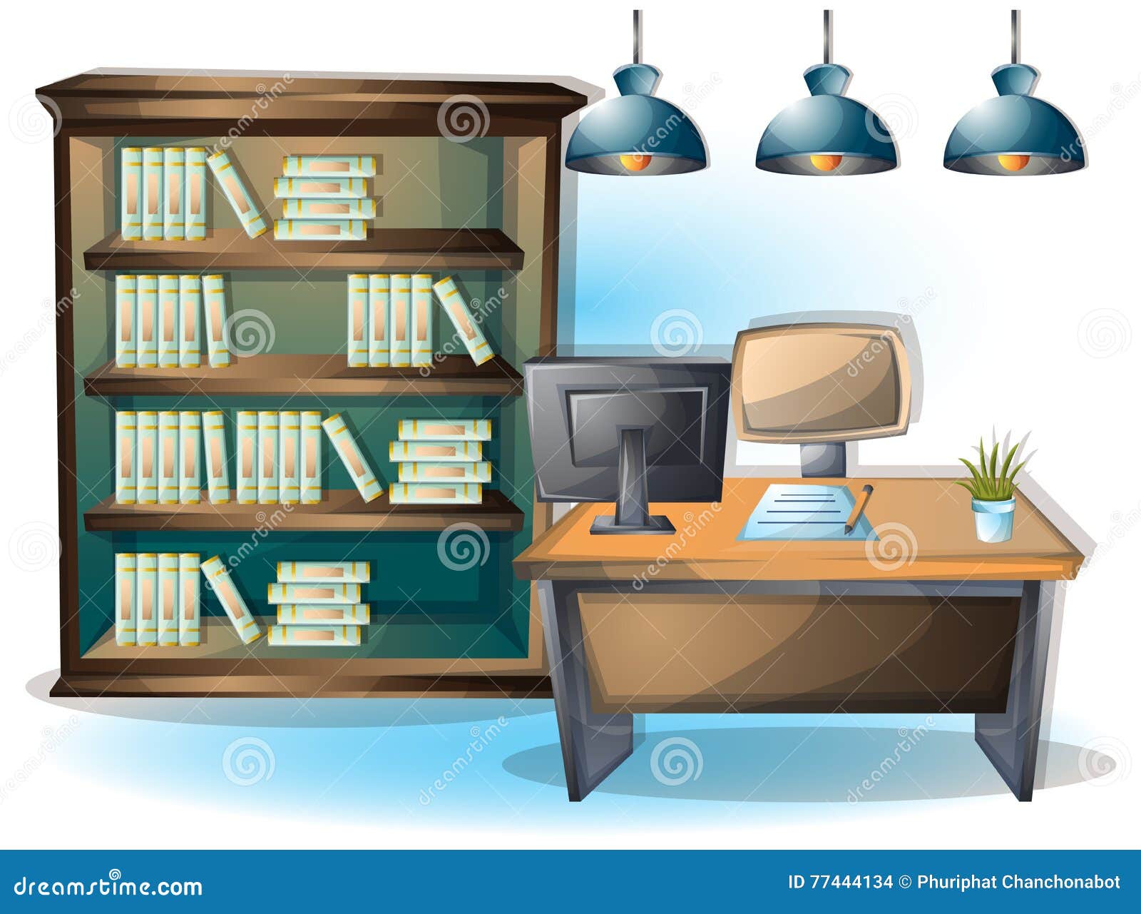 Cartoon Vector Illustration Interior Library Room with Separated Layers ...