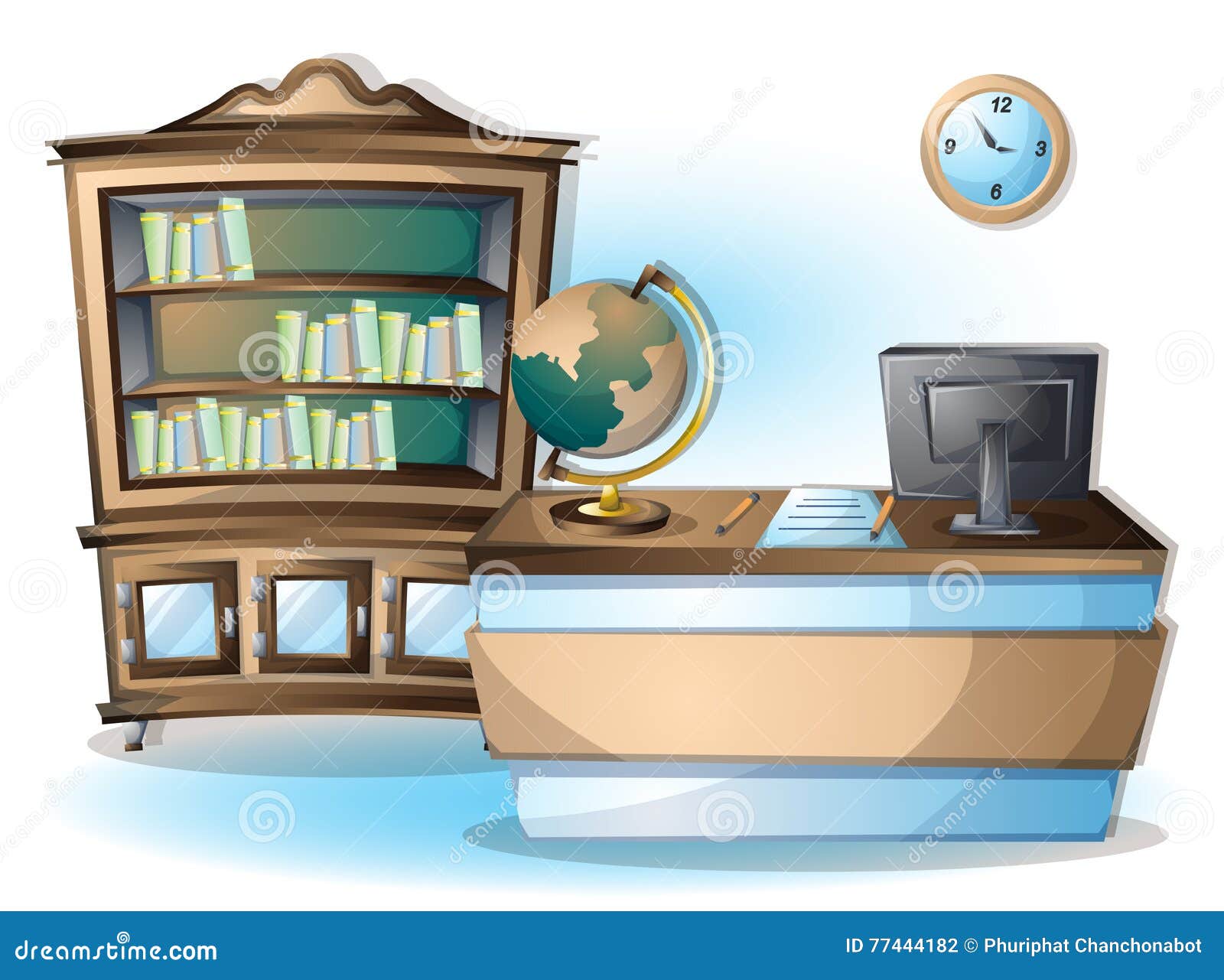 Cartoon Vector Illustration Interior Library Room with Separated Layers ...