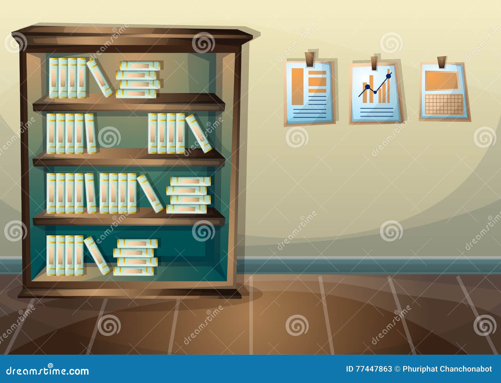 Cartoon Vector Illustration Interior Library Room with Separated Layers ...