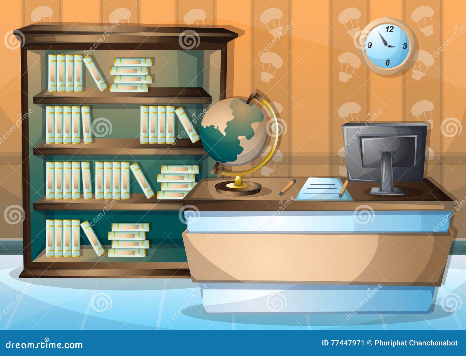Cartoon Vector Illustration Interior Library Room with Separated Layers ...