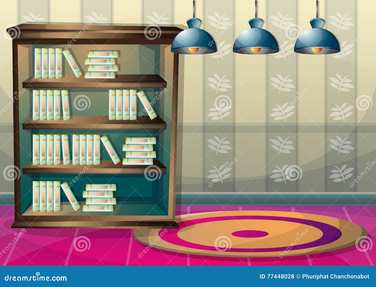 Cartoon Vector Illustration Interior Library Room with Separated Layers ...
