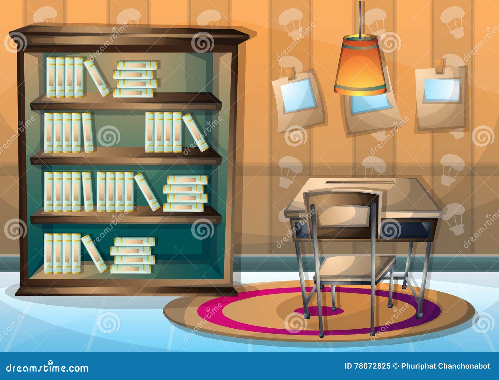 Cartoon Vector Illustration Interior Library Room with Separated Layers ...