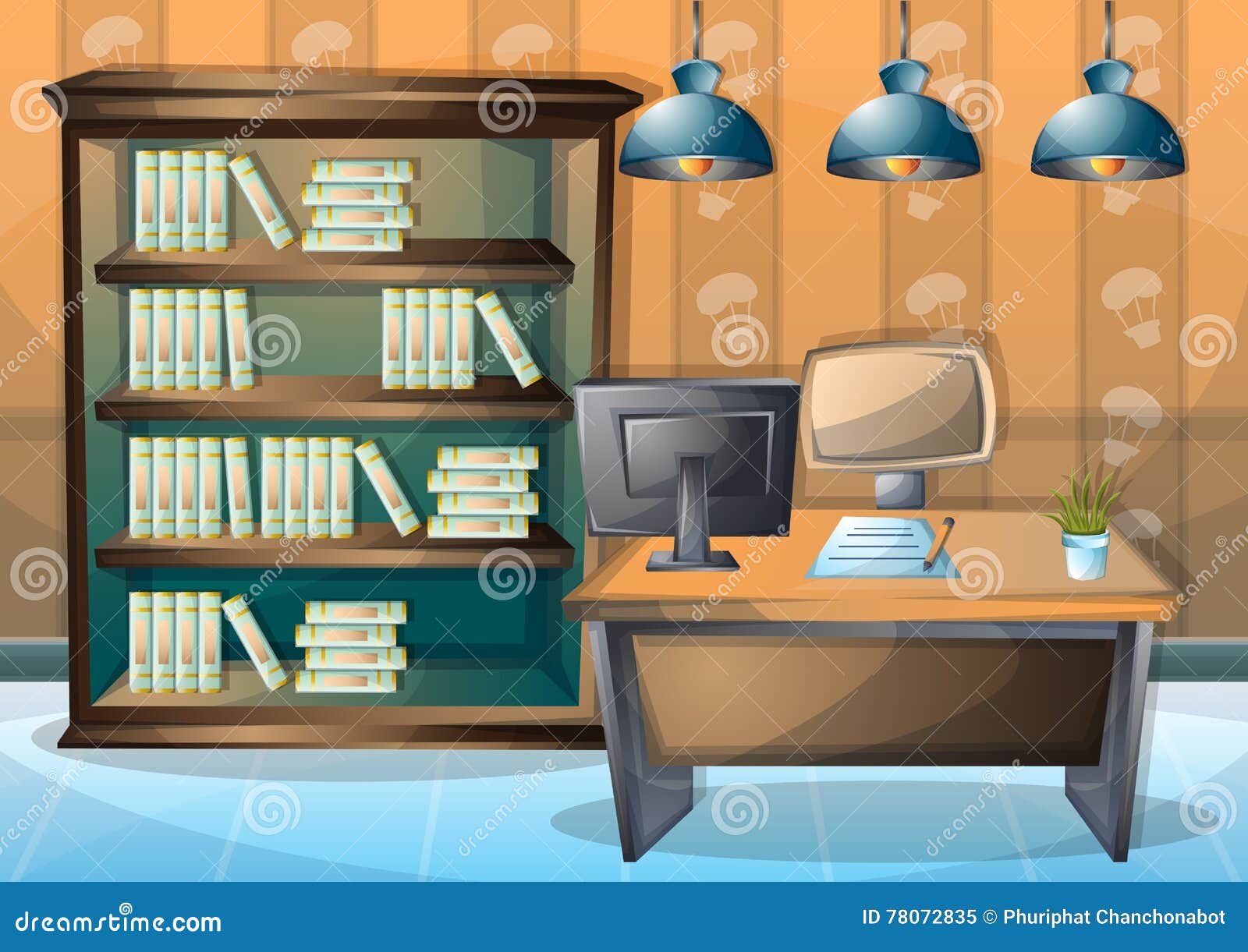 Cartoon Vector Illustration Interior Library Room with Separated Layers ...