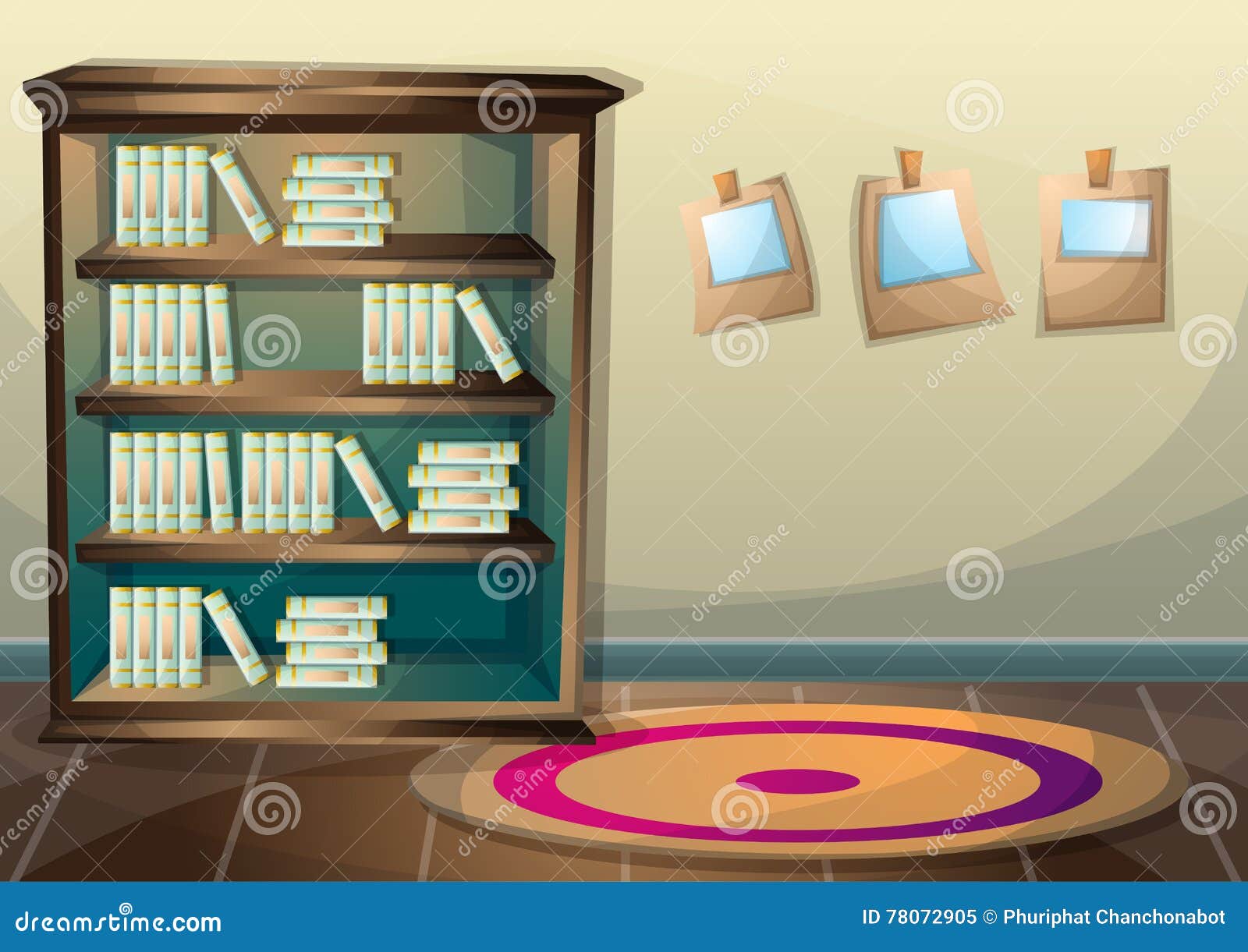 Cartoon Vector Illustration Interior Library Room with Separated Layers ...