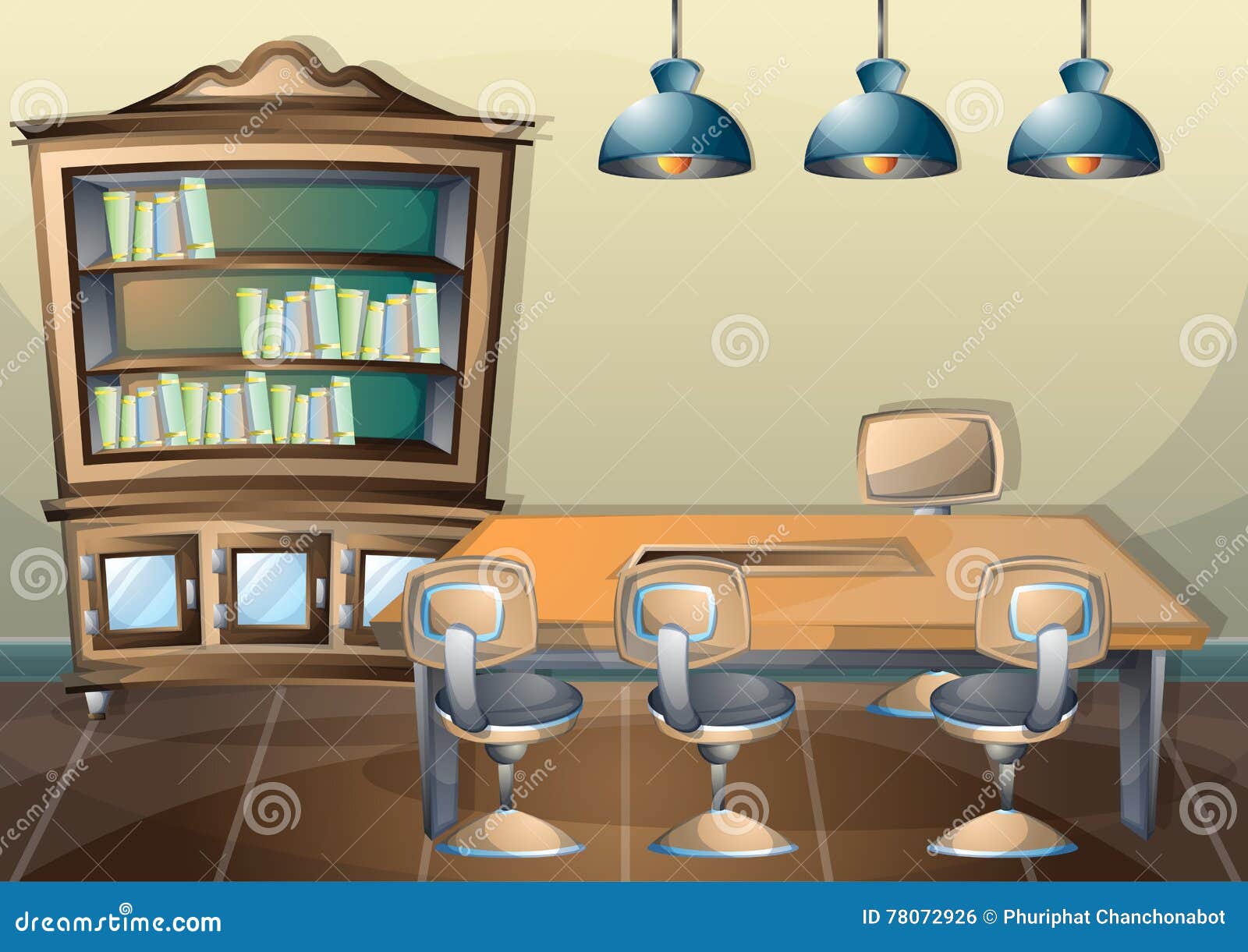 Cartoon Vector Illustration Interior Library Room with Separated Layers ...