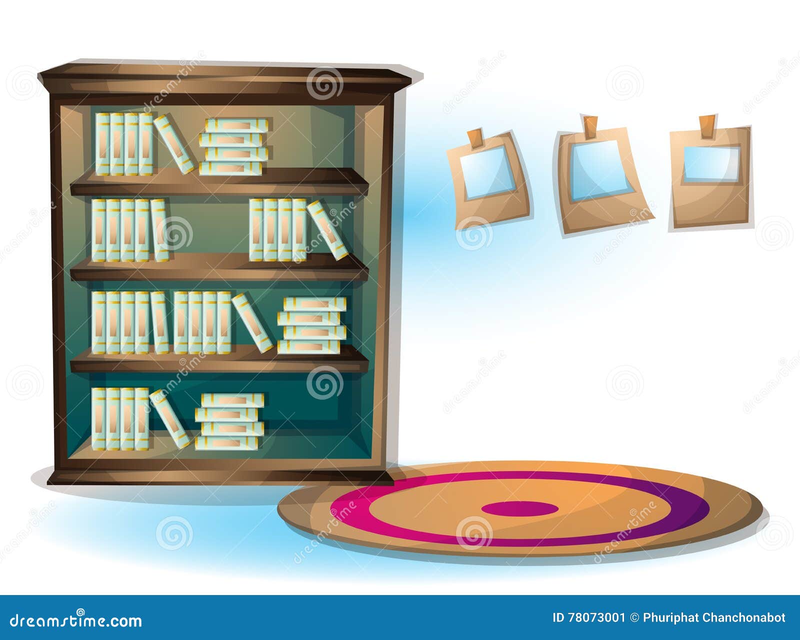 Cartoon Vector Illustration Interior Library Room with Separated Layers ...
