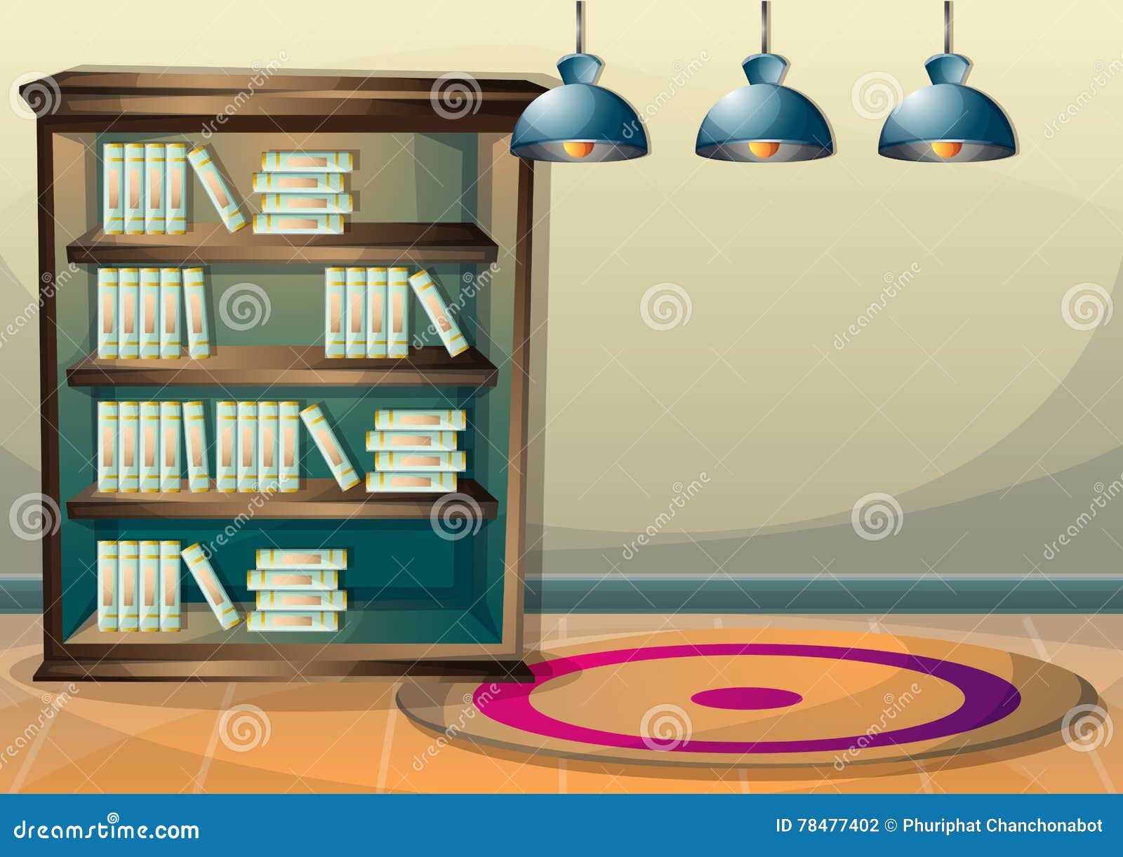 Cartoon Vector Illustration Interior Library Room with Separated Layers ...