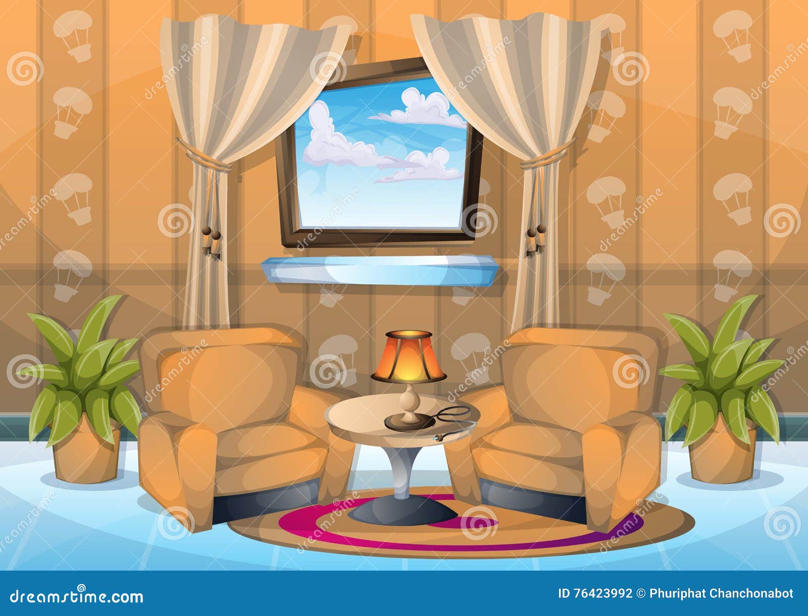 Cartoon Vector Illustration Interior Living Room Stock Vector ...