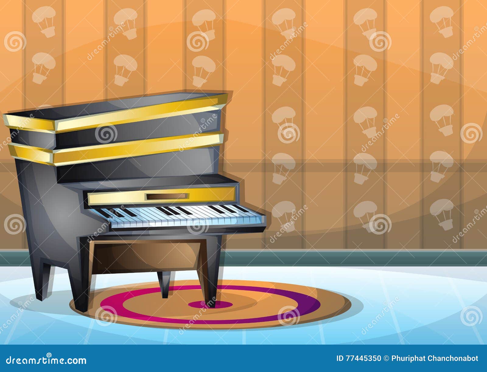 Cartoon Vector Illustration Interior Music Room with Separated Layers ...