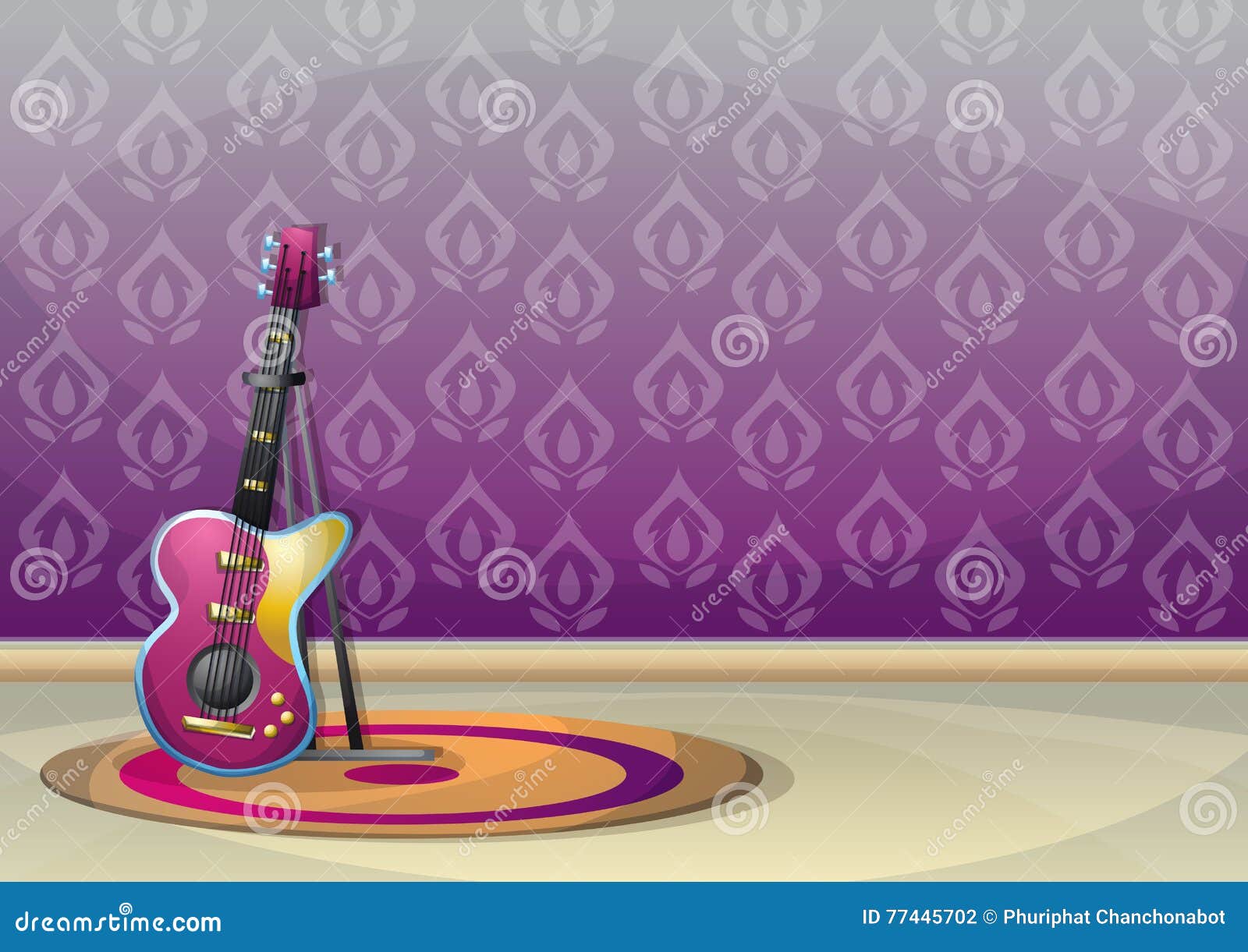 Cartoon Vector Illustration Interior Music Room with Separated Layers ...