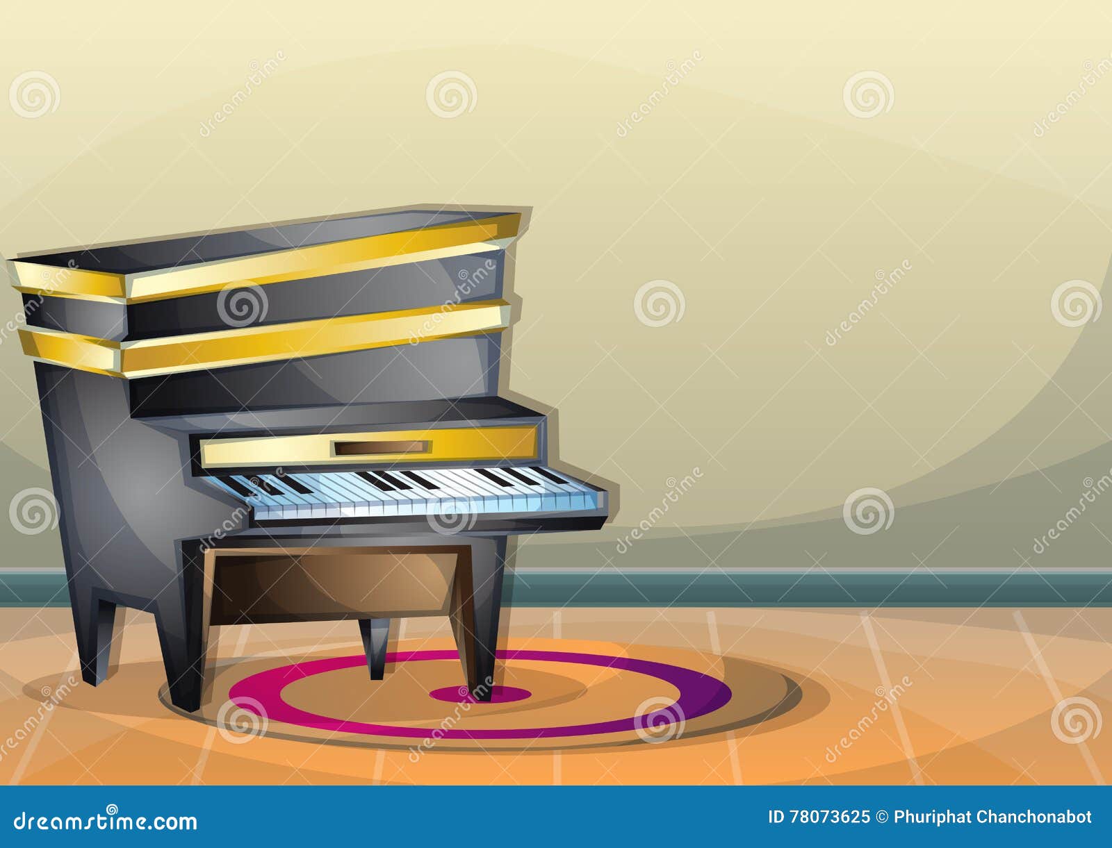 Cartoon Vector Illustration Interior Music Room with Separated Layers ...