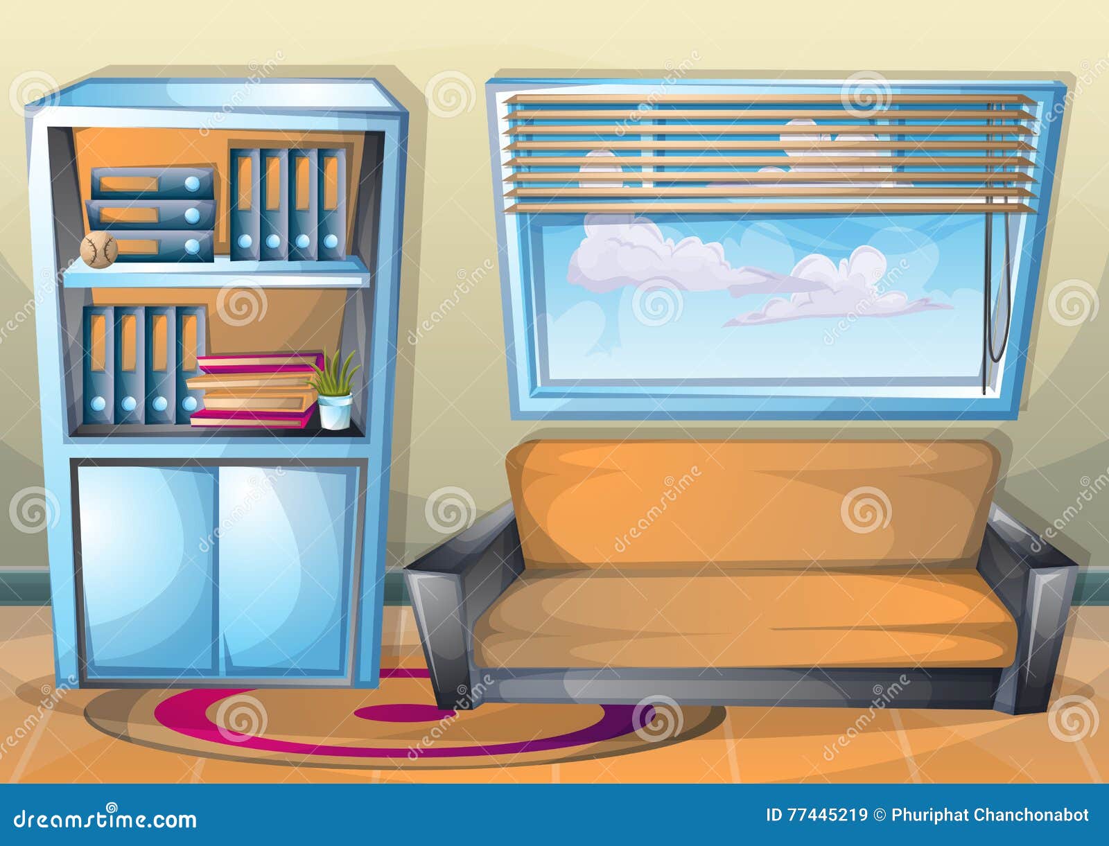 Cartoon Vector Illustration Interior Office Room with Separated Layers ...