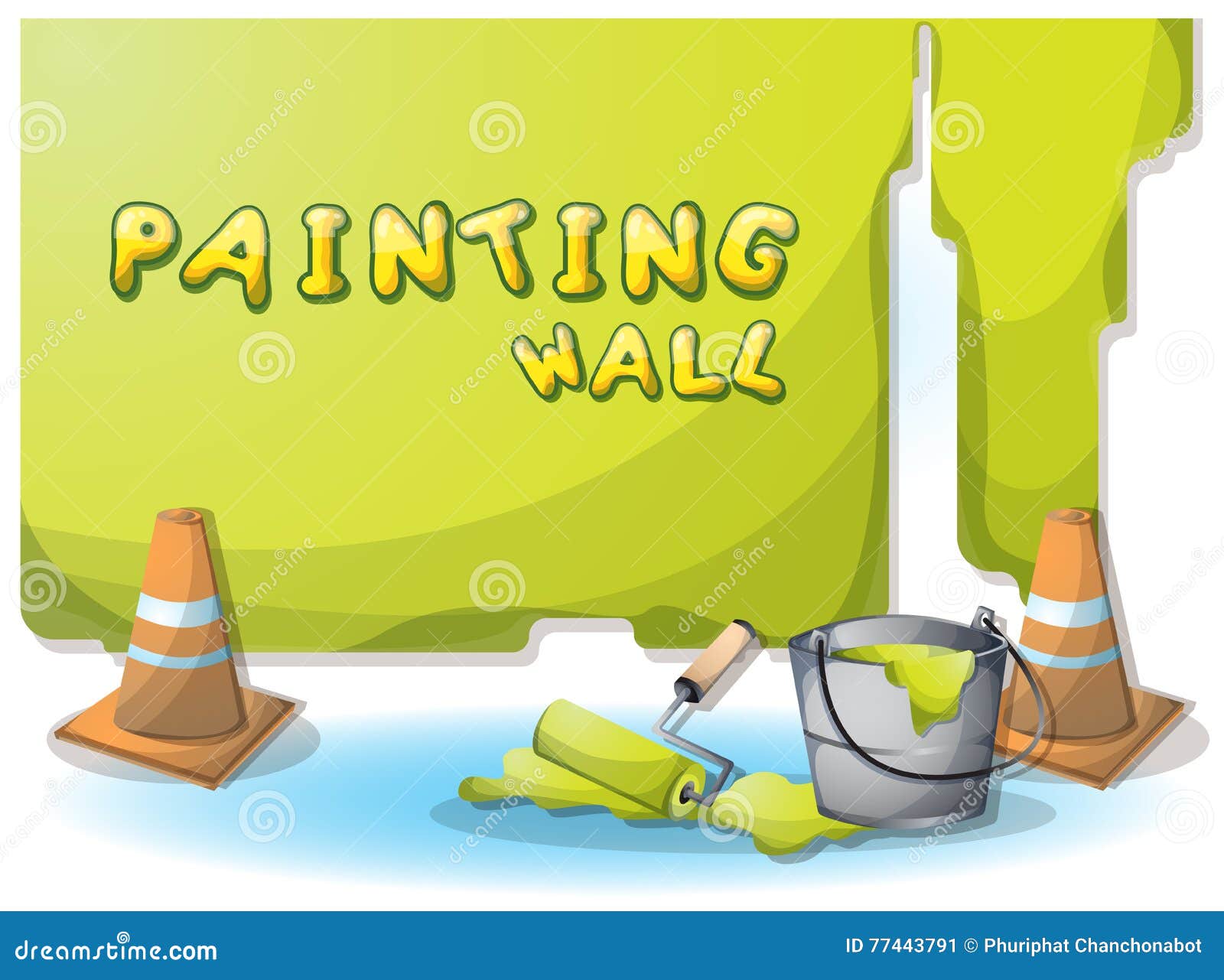 Cartoon Vector Illustration Interior Painting Wall with Separated ...