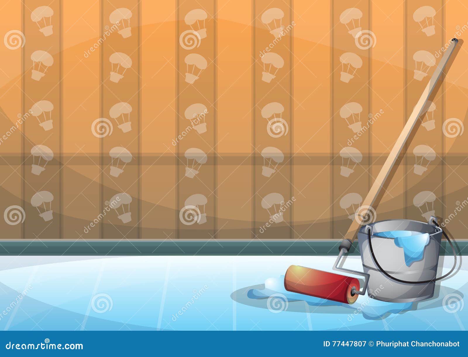 Cartoon Vector Illustration Interior Painting Wall with Separated ...