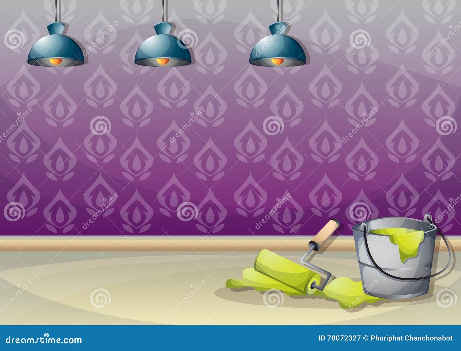 Cartoon Vector Illustration Interior Painting Wall with Separated ...