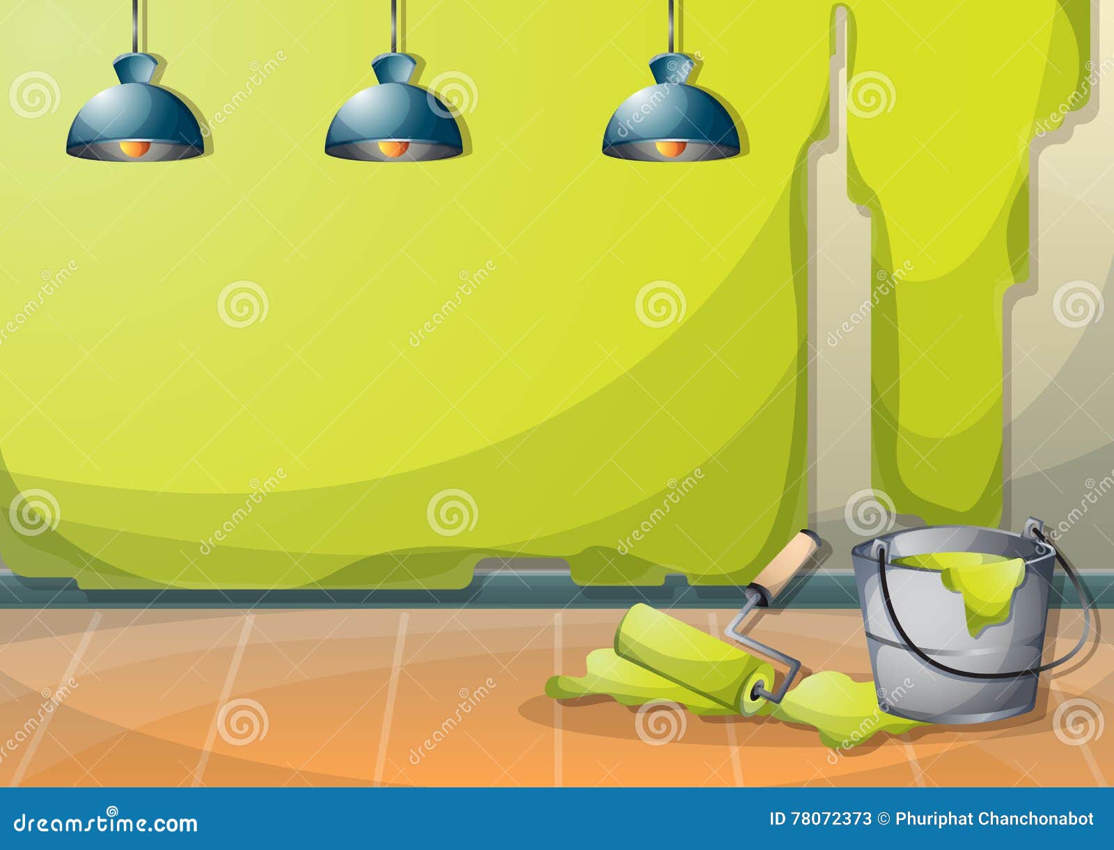 Cartoon Vector Illustration Interior Painting Wall with Separated ...