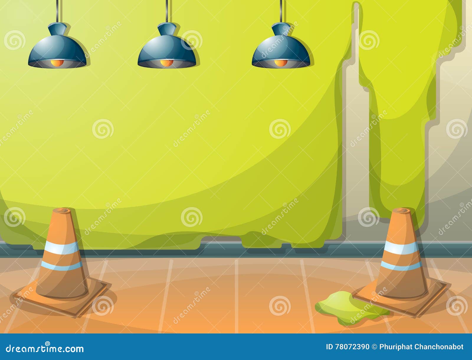 Cartoon Vector Illustration Interior Painting Wall with Separated ...