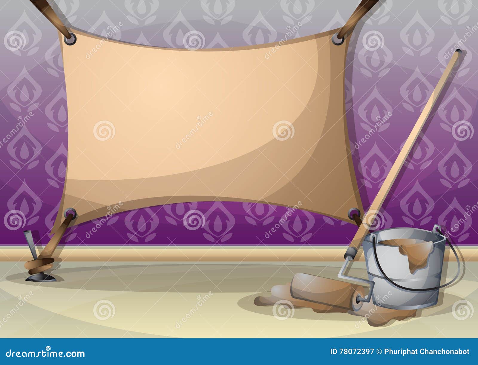 Cartoon Vector Illustration Interior Painting Wall with Separated ...