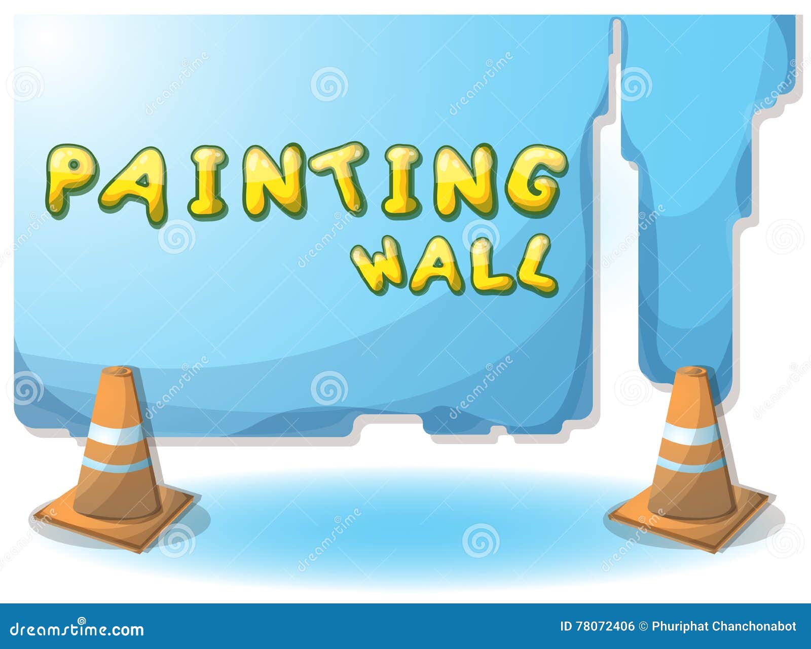 Cartoon Vector Illustration Interior Painting Wall with Separated ...