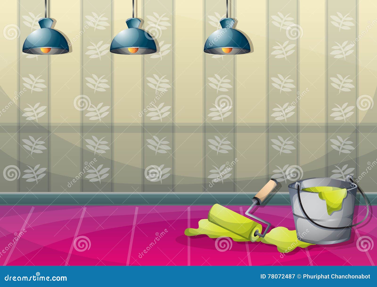 Cartoon Vector Illustration Interior Painting Wall with Separated ...