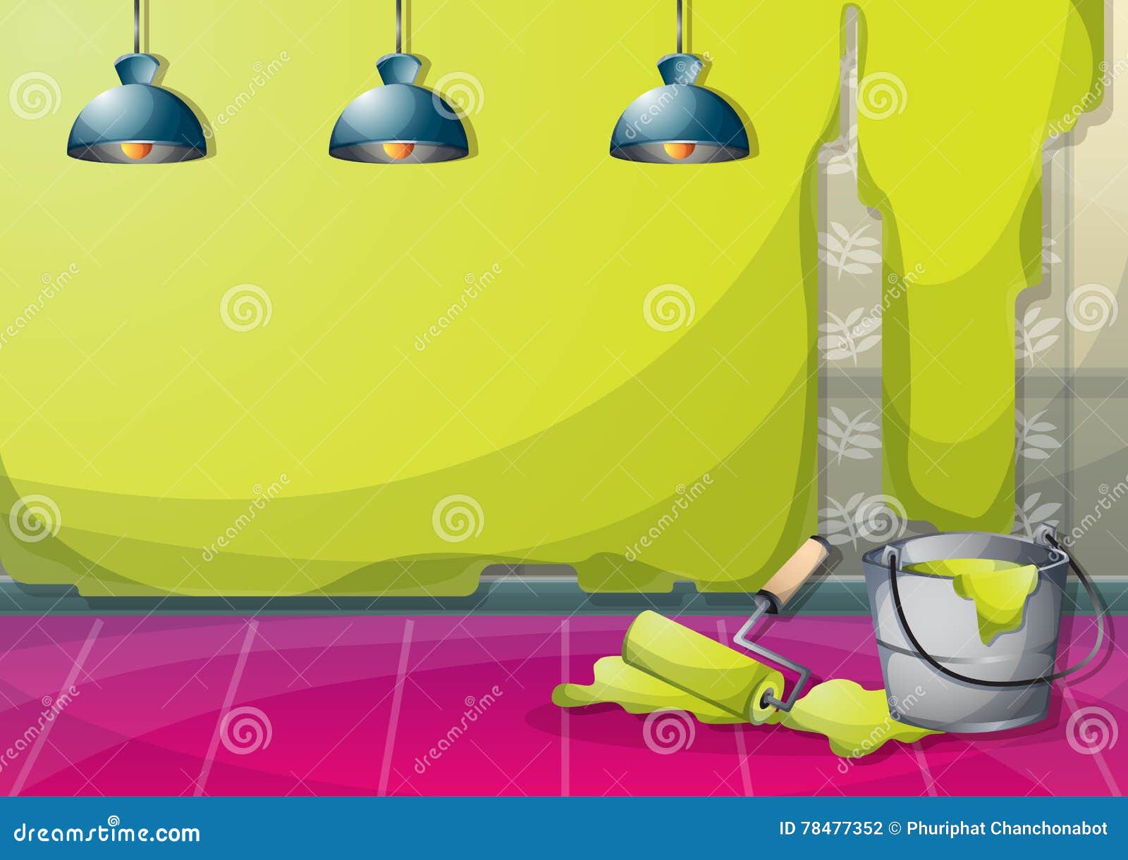 Cartoon Vector Illustration Interior Painting Wall with Separated ...