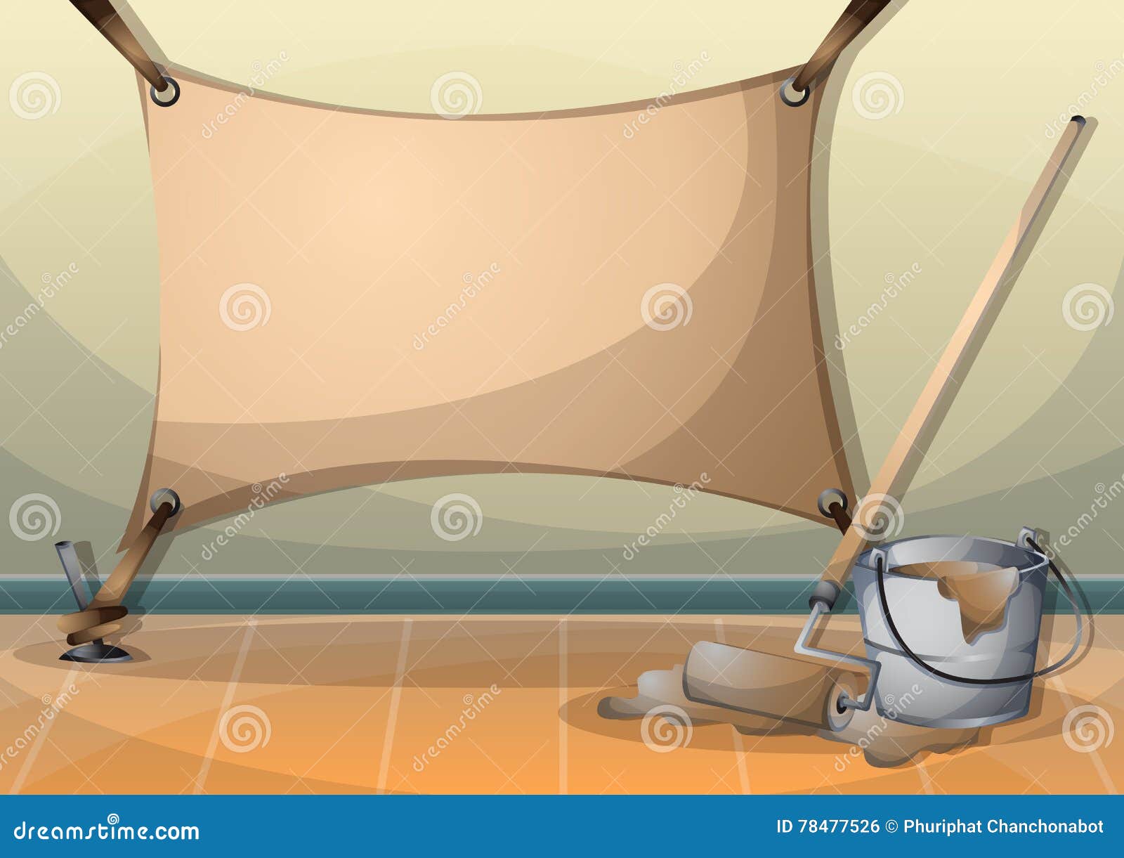 Cartoon Vector Illustration Interior Painting Wall with Separated ...