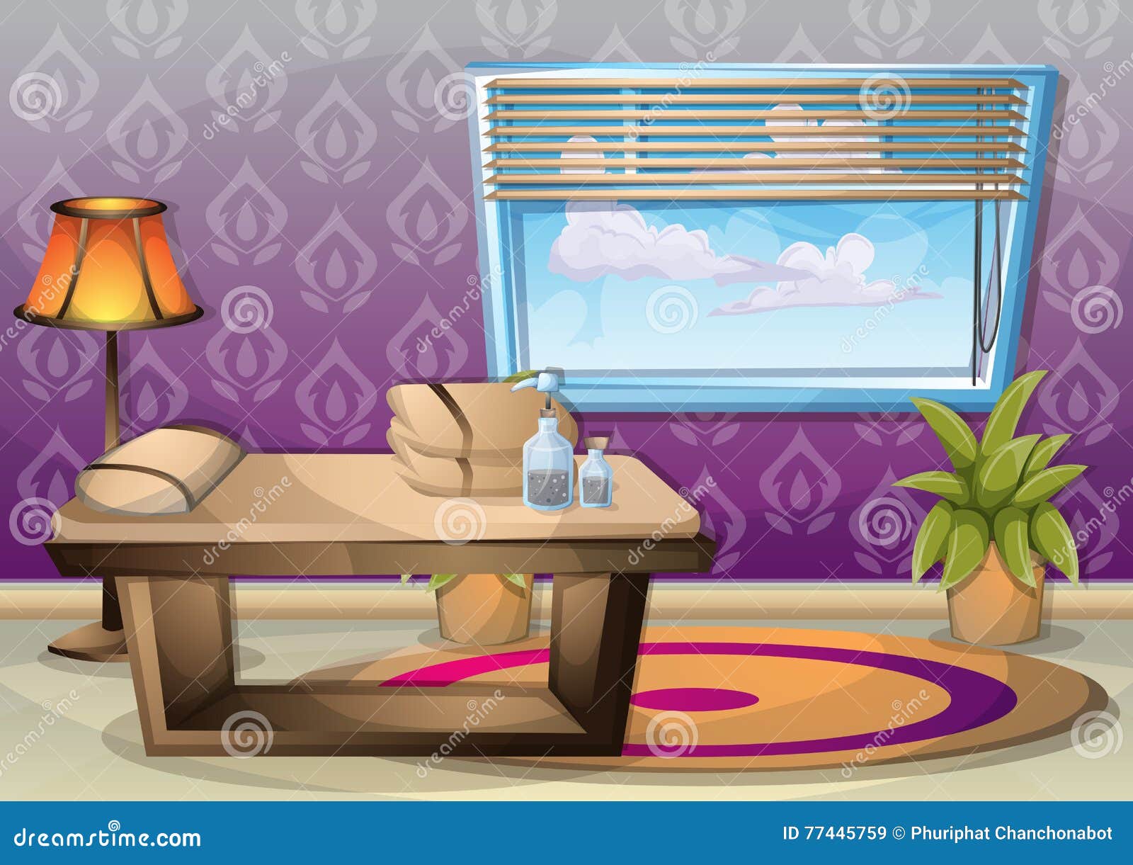 Cartoon Vector Illustration Interior Spa Room with Separated Layers ...