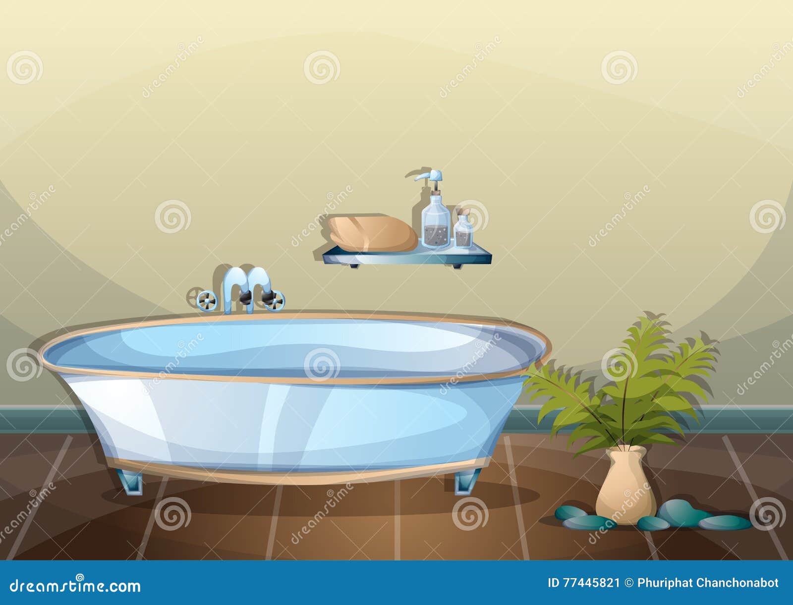 Cartoon Vector Illustration Interior Spa Room with Separated Layers ...