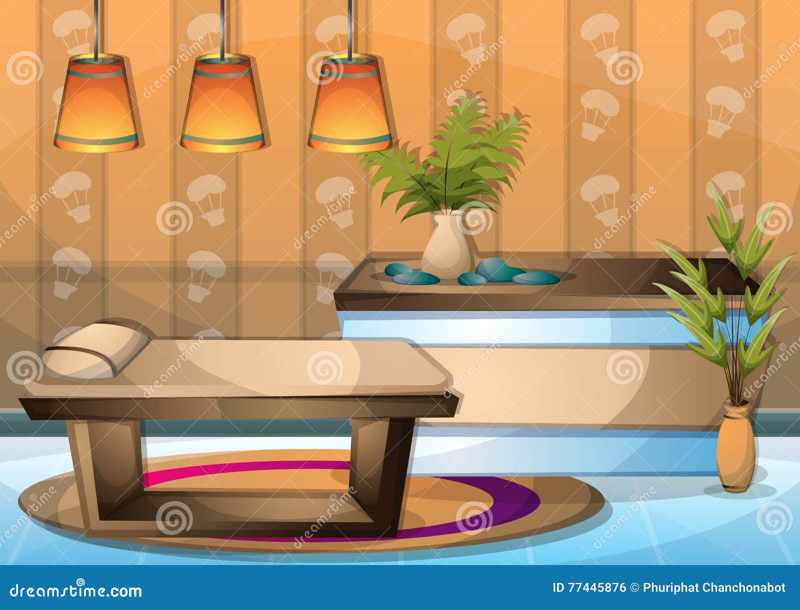 Cartoon Vector Illustration Interior Spa Room with Separated Layers ...