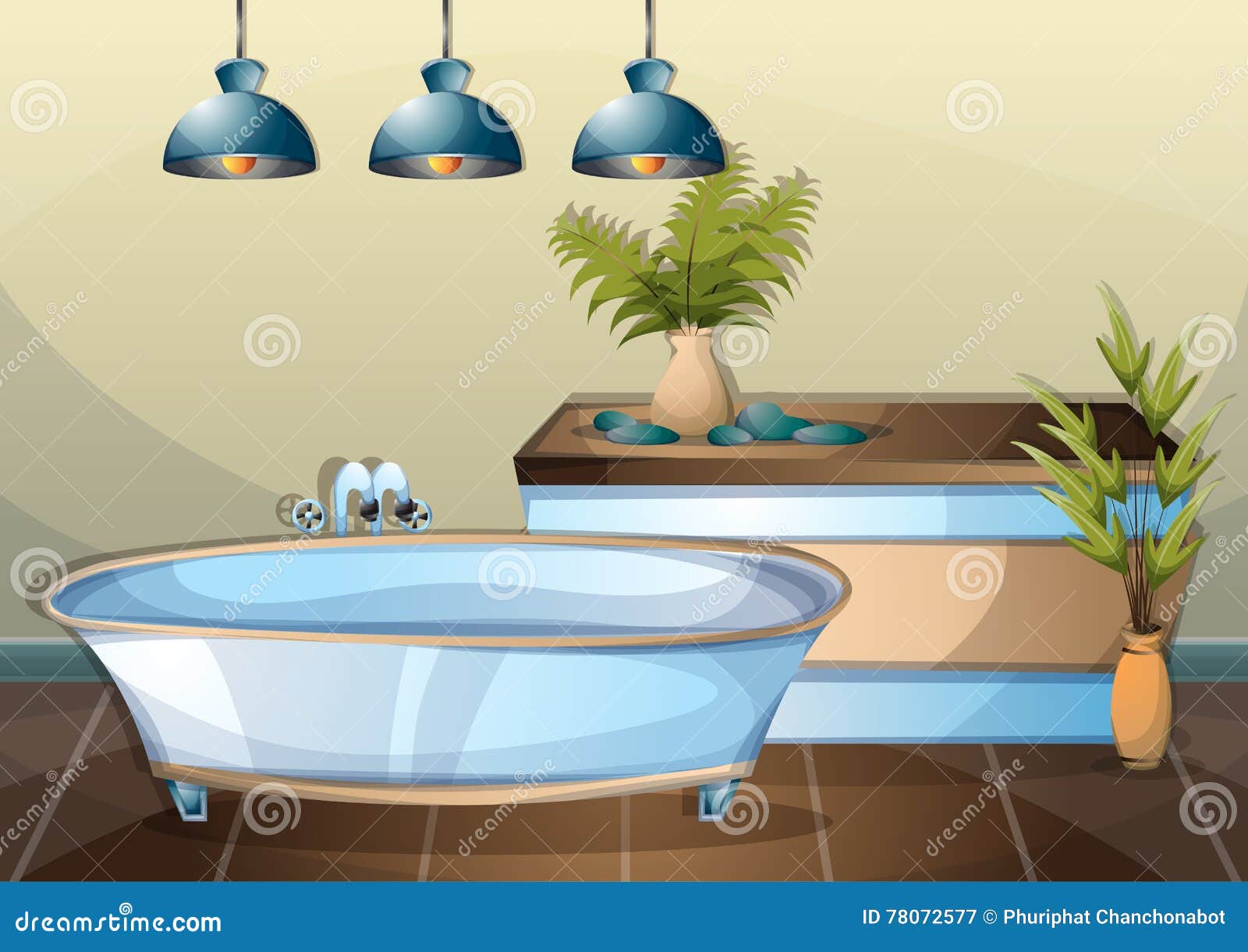 Cartoon Vector Illustration Interior Spa Room with Separated Layers ...
