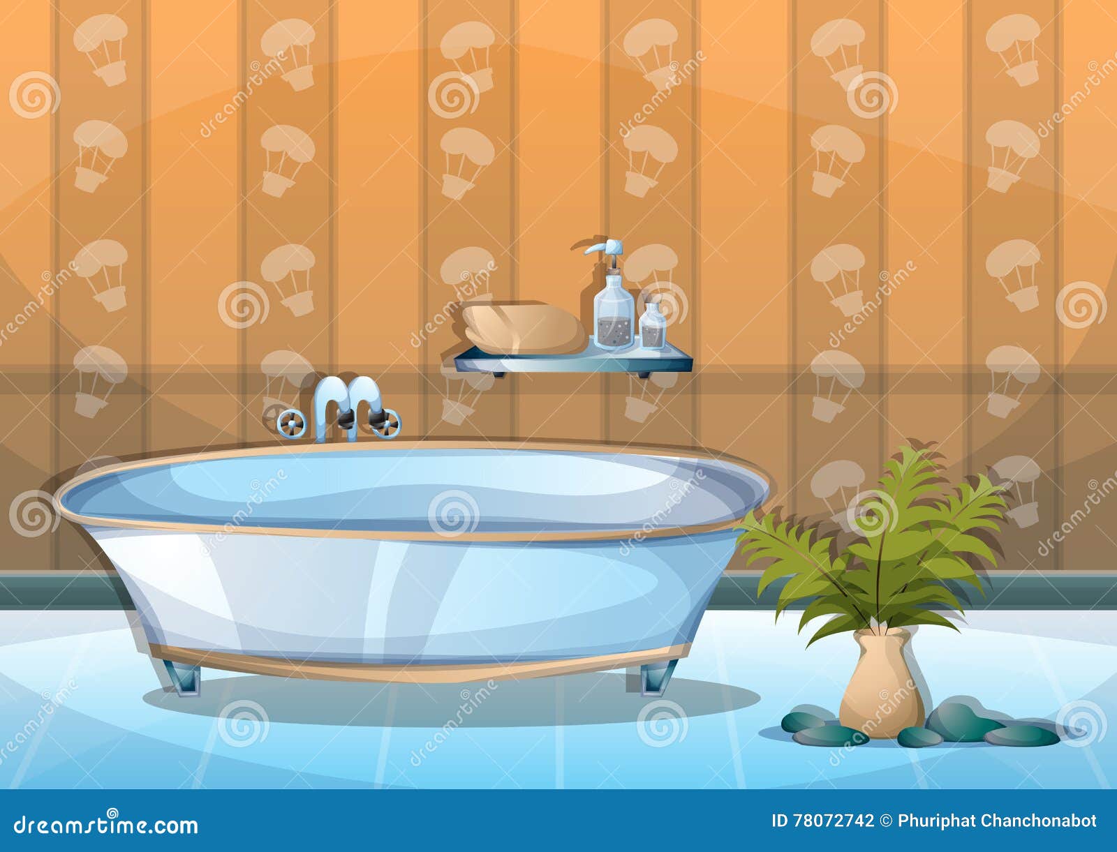 Cartoon Vector Illustration Interior Spa Room with Separated Layers ...