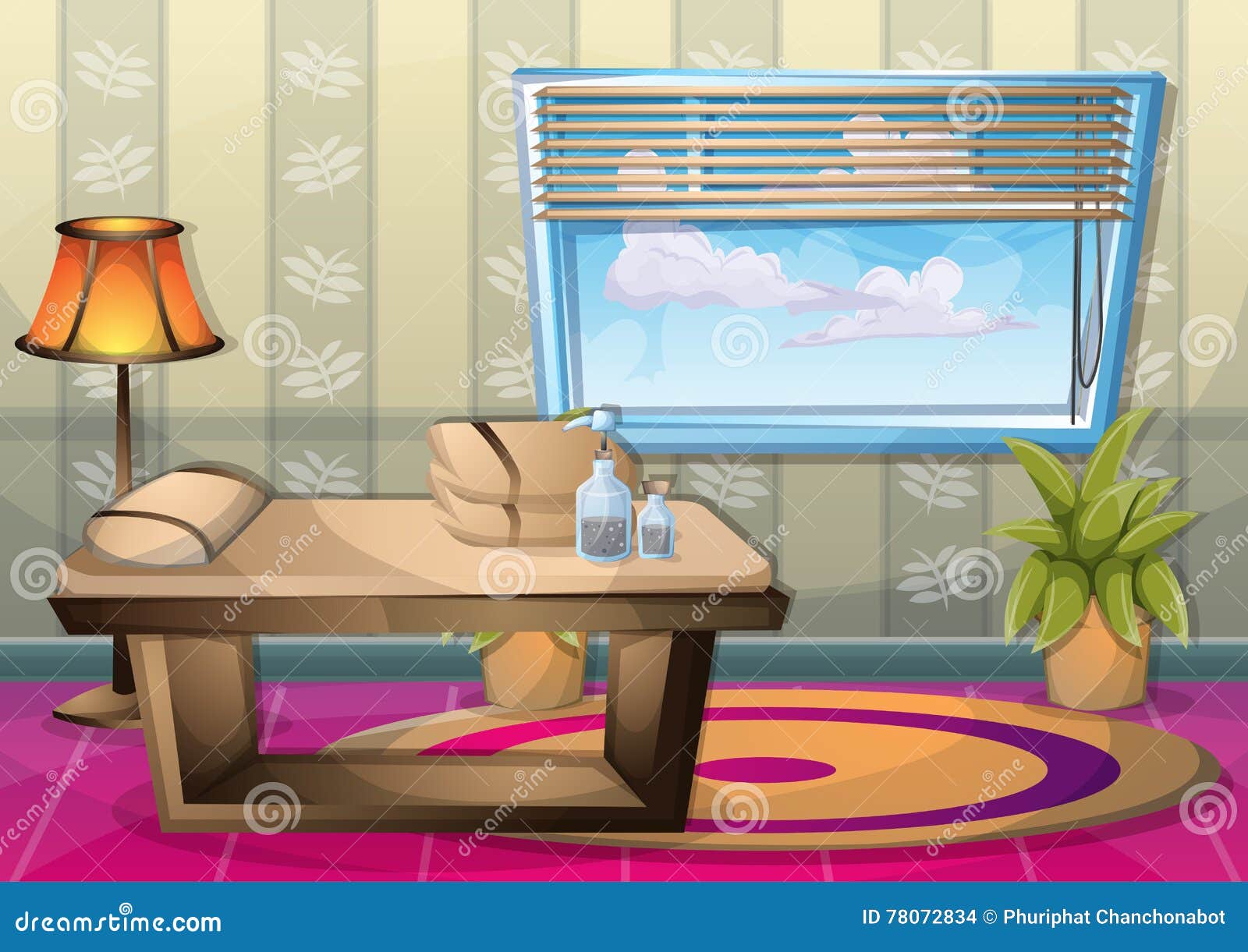 Cartoon Vector Illustration Interior Spa Room with Separated Layers ...