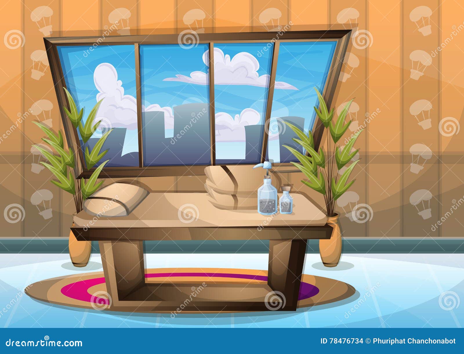 Cartoon Vector Illustration Interior Spa Room with Separated Layers ...