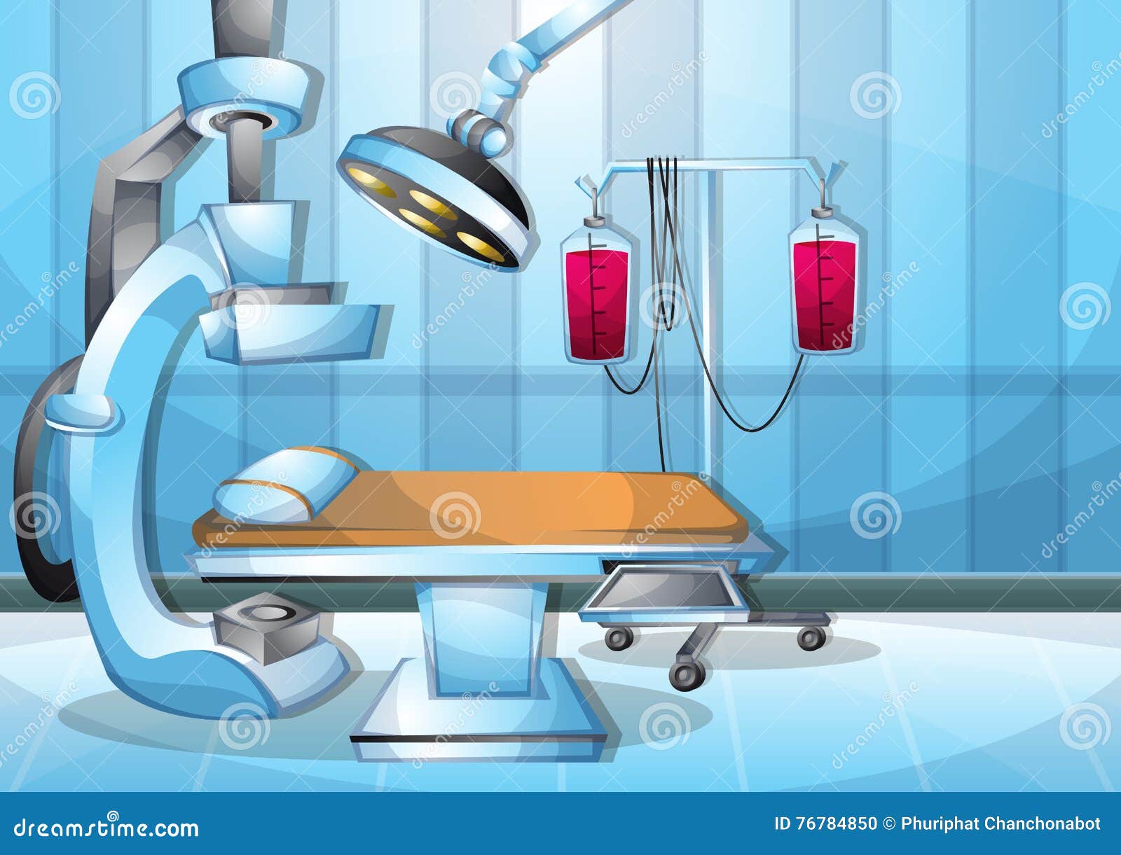 Cartoon Vector Illustration Interior Surgery Operation Room with ...