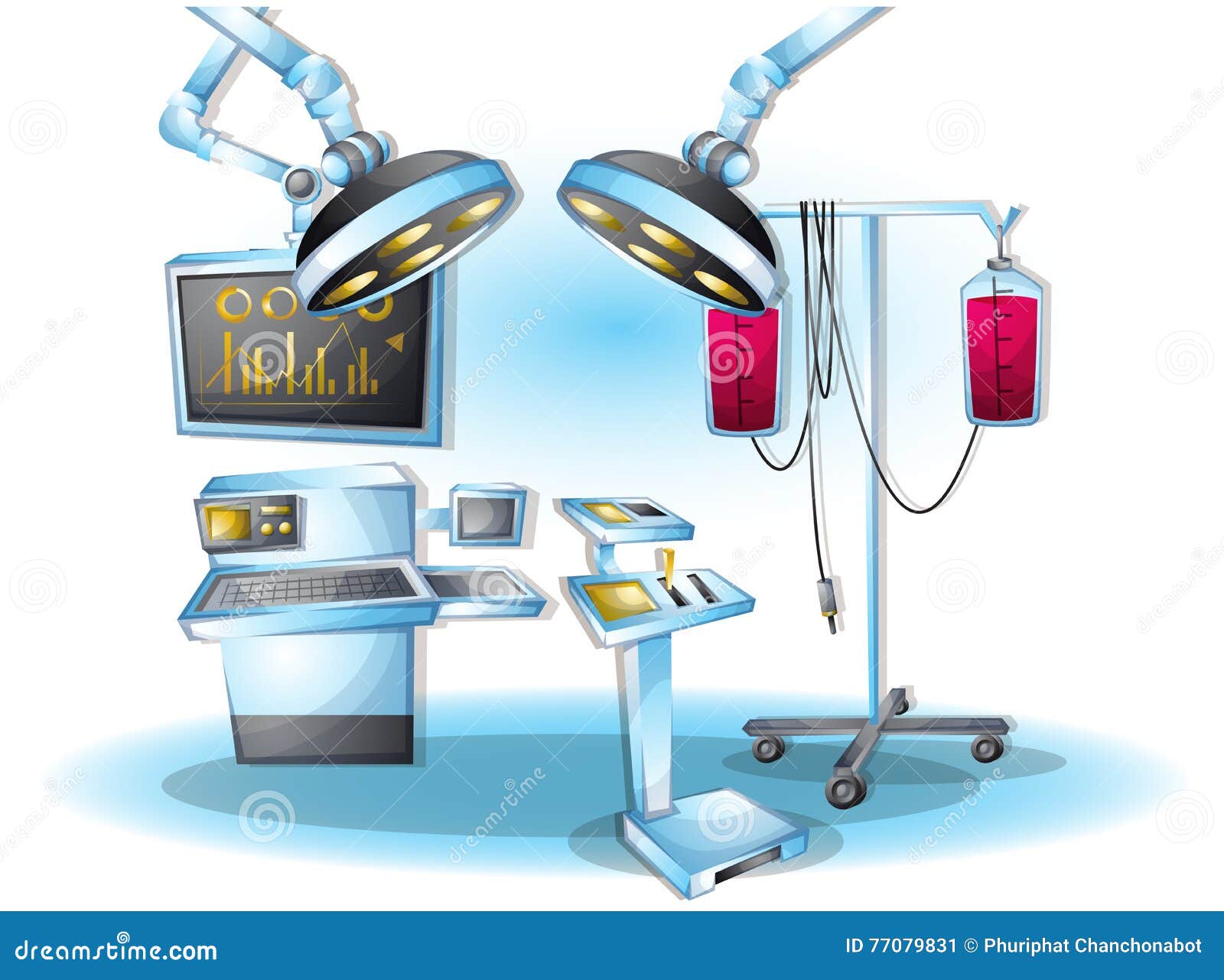 Cartoon Vector Illustration Interior Surgery Operation Room with ...