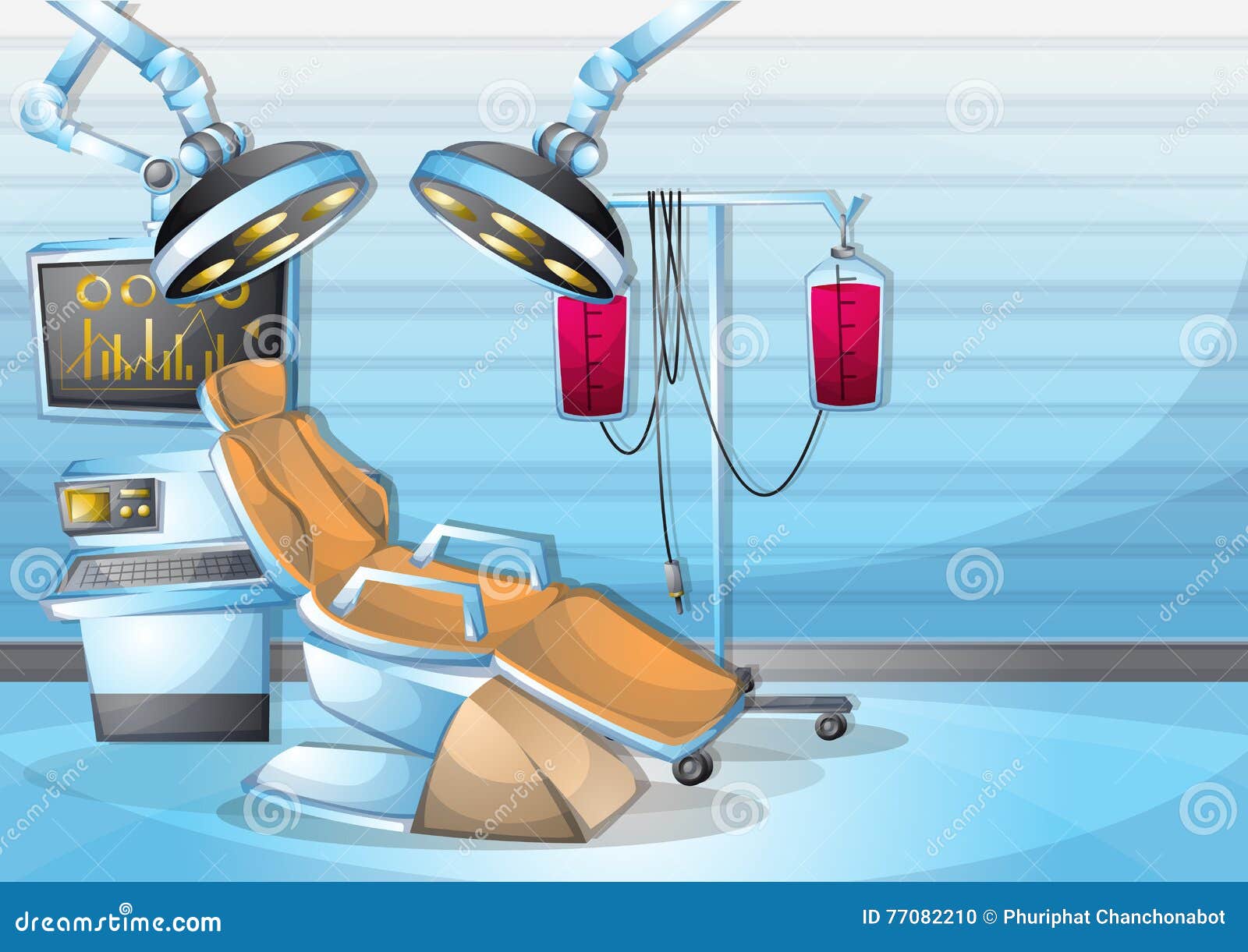 Cartoon Vector Illustration Interior Surgery Operation Room with ...
