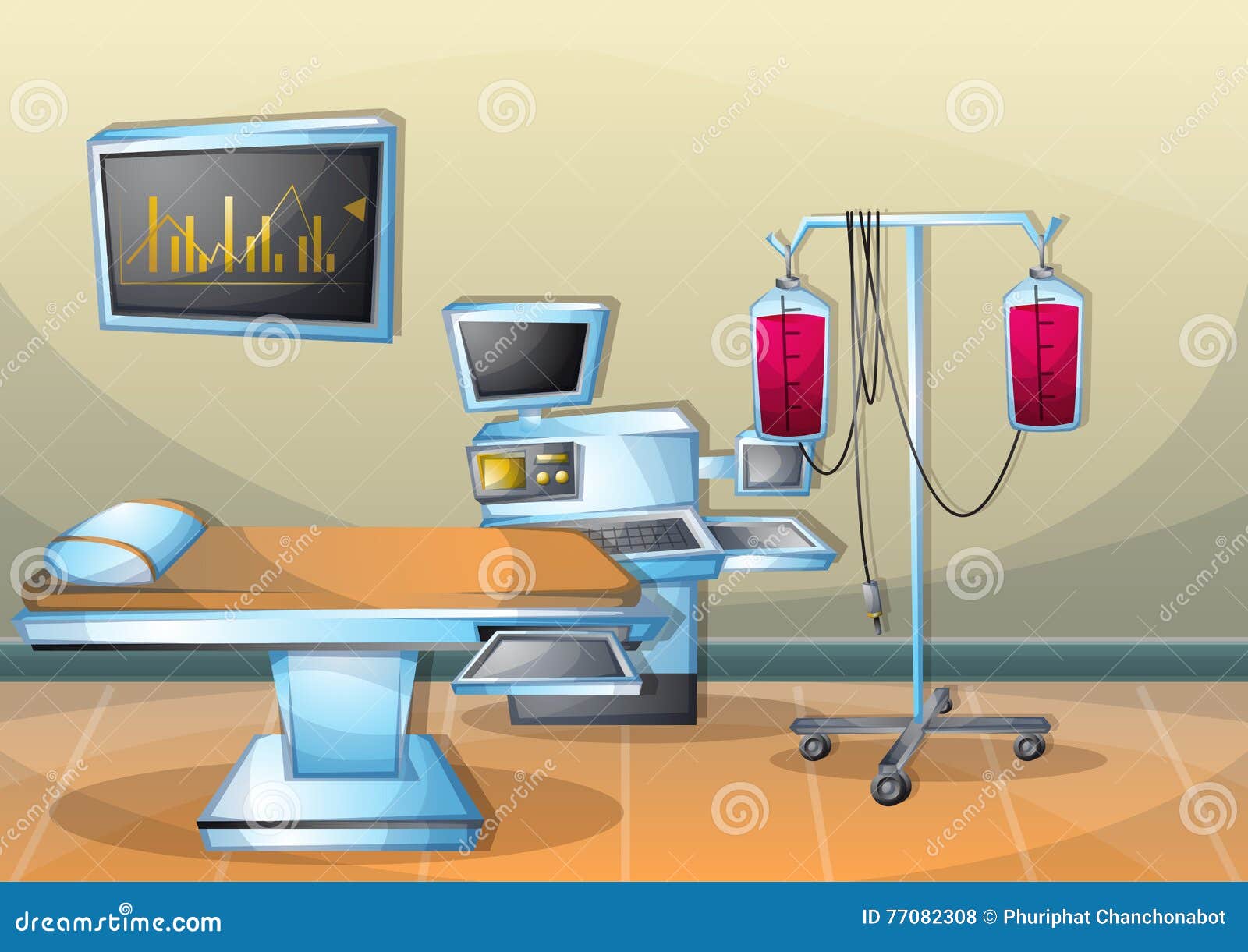 Cartoon Vector Illustration Interior Surgery Operation Room with ...